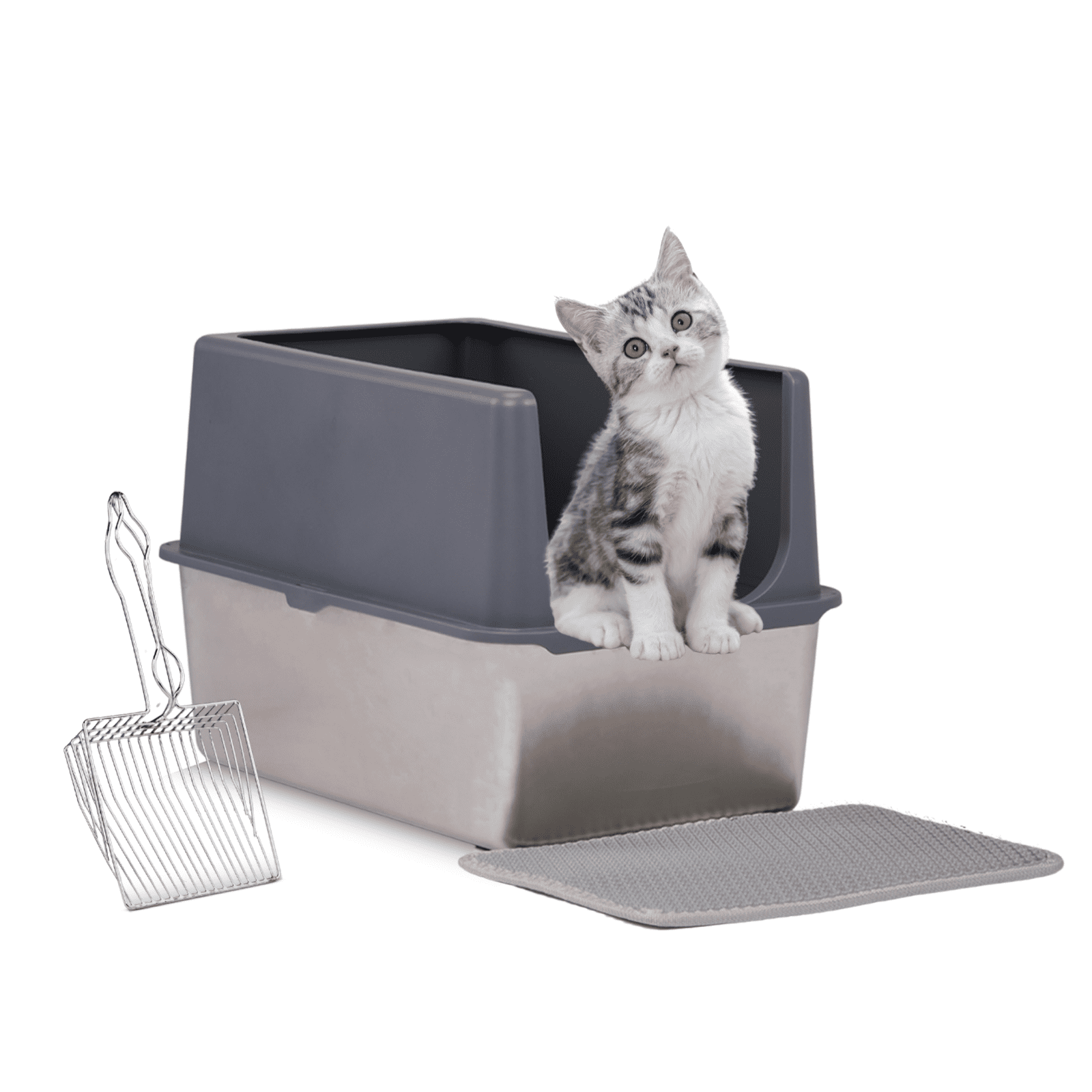 ZephyPaws 16"XL Stainless Steel Cat Litter Box Enclosure,Extra Large ...