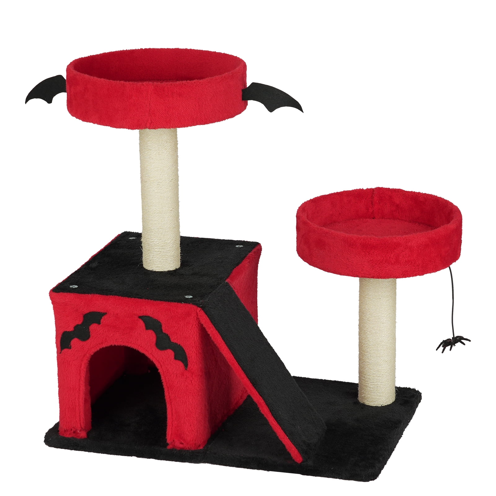ZephyPaws 26" Halloween Cat Tree with 2 Cozy Perches, Spider Toy ...