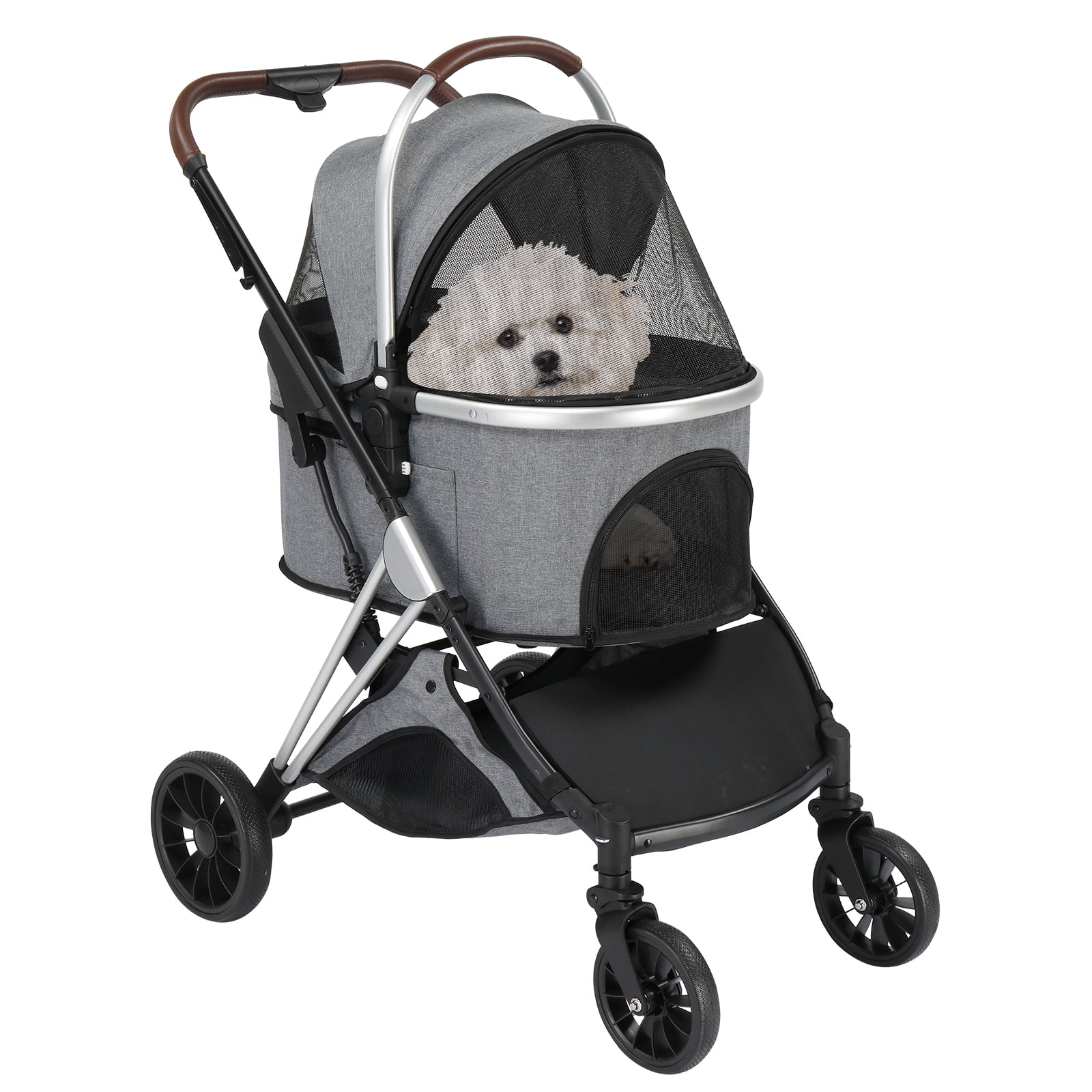 ZephyPaws 3 in 1 Folding Dog Stroller,Pet Folding Stroller,4 Wheels Dog ...