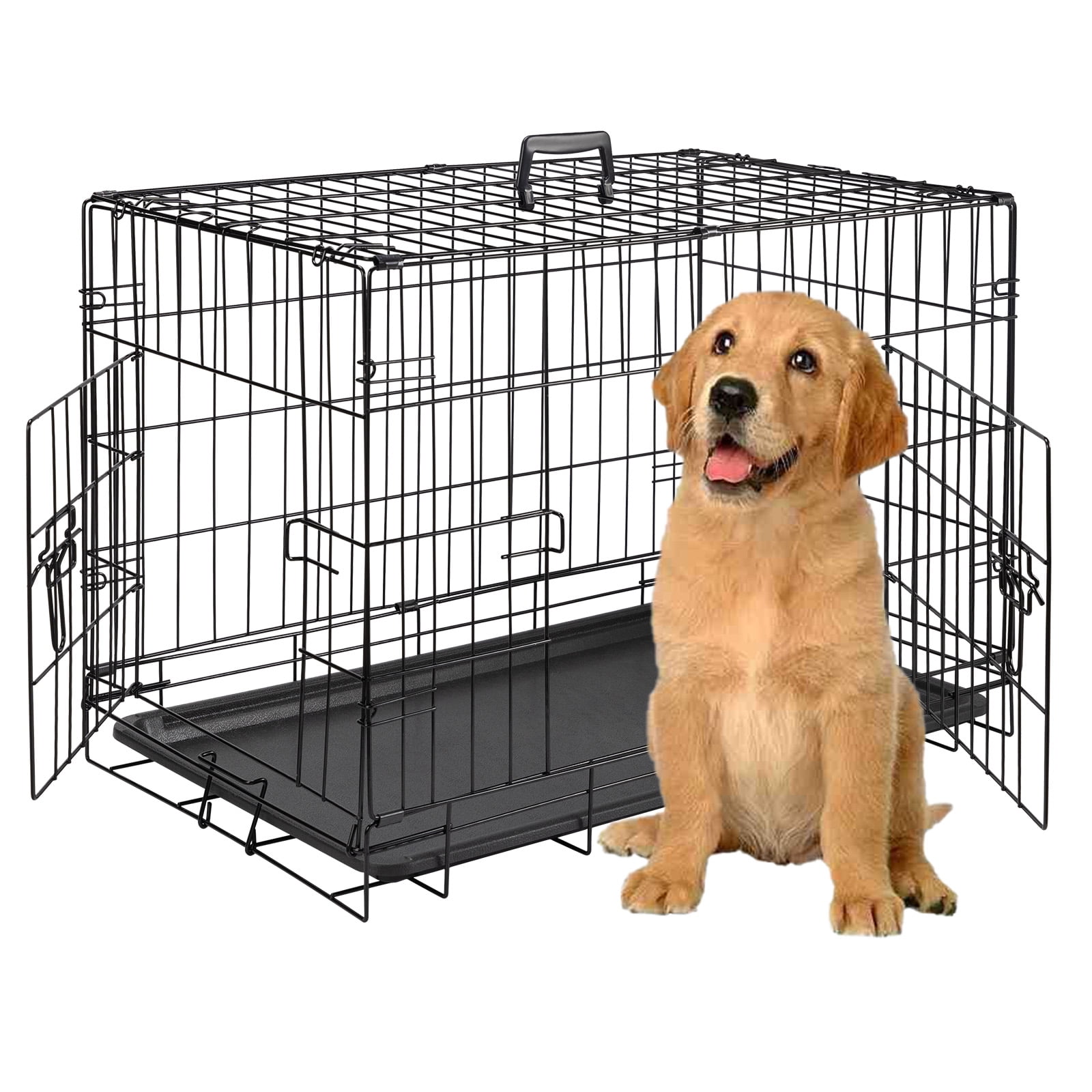 ZephyPaws 30 Inch Dog Crates for Medium Small Dogs,Folding Metal Wire ...