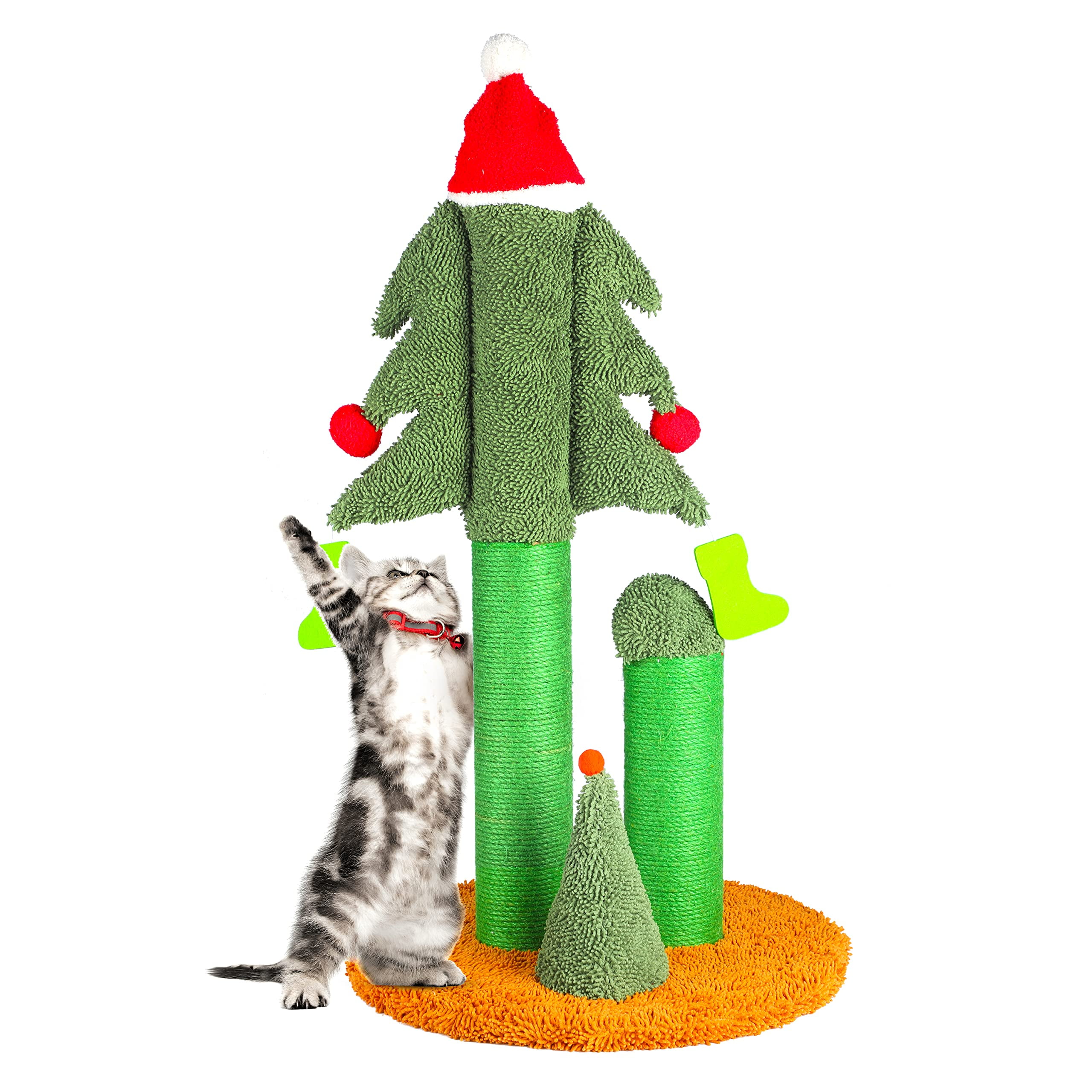 ZephyPaws 32"H Sisal Cat Scratching Post,Christmas Tree Cat Scratcher ...