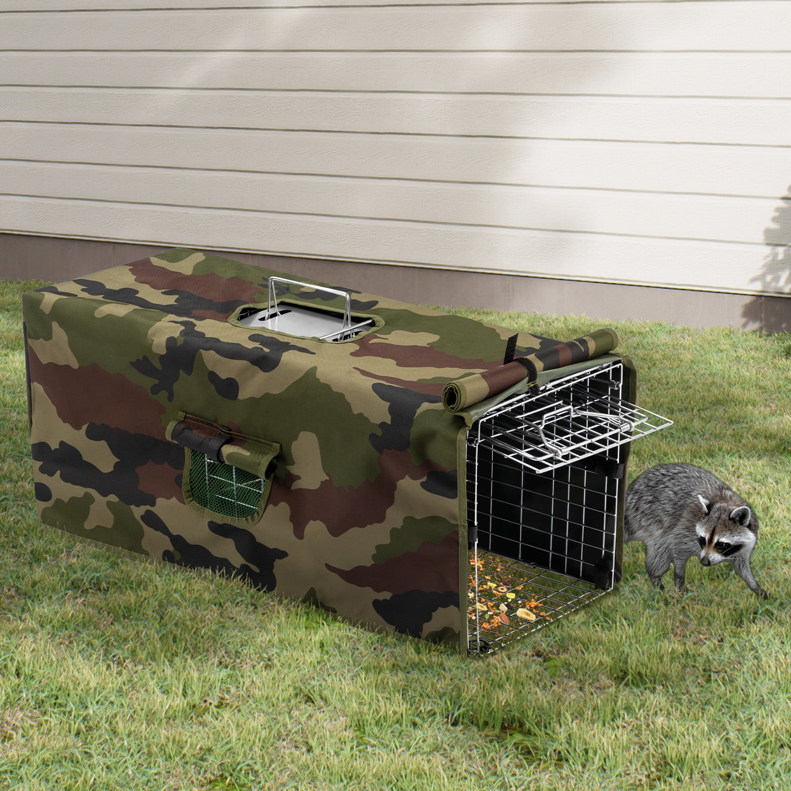 ZephyPaws 32 Inch Live Animal Trap Cage with Cover, Humane Outdoor Cage ...