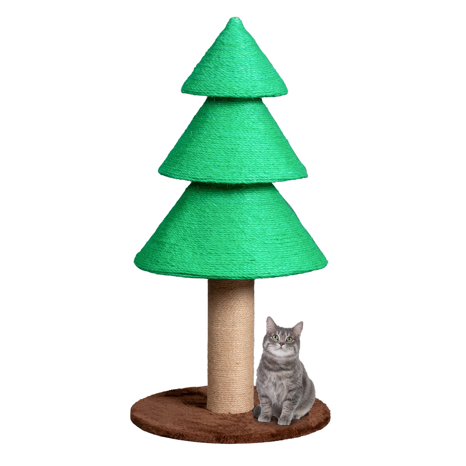ZephyPaws 32in Christmas Tree Cat Scratching Post,Natural Sisal Rope ...