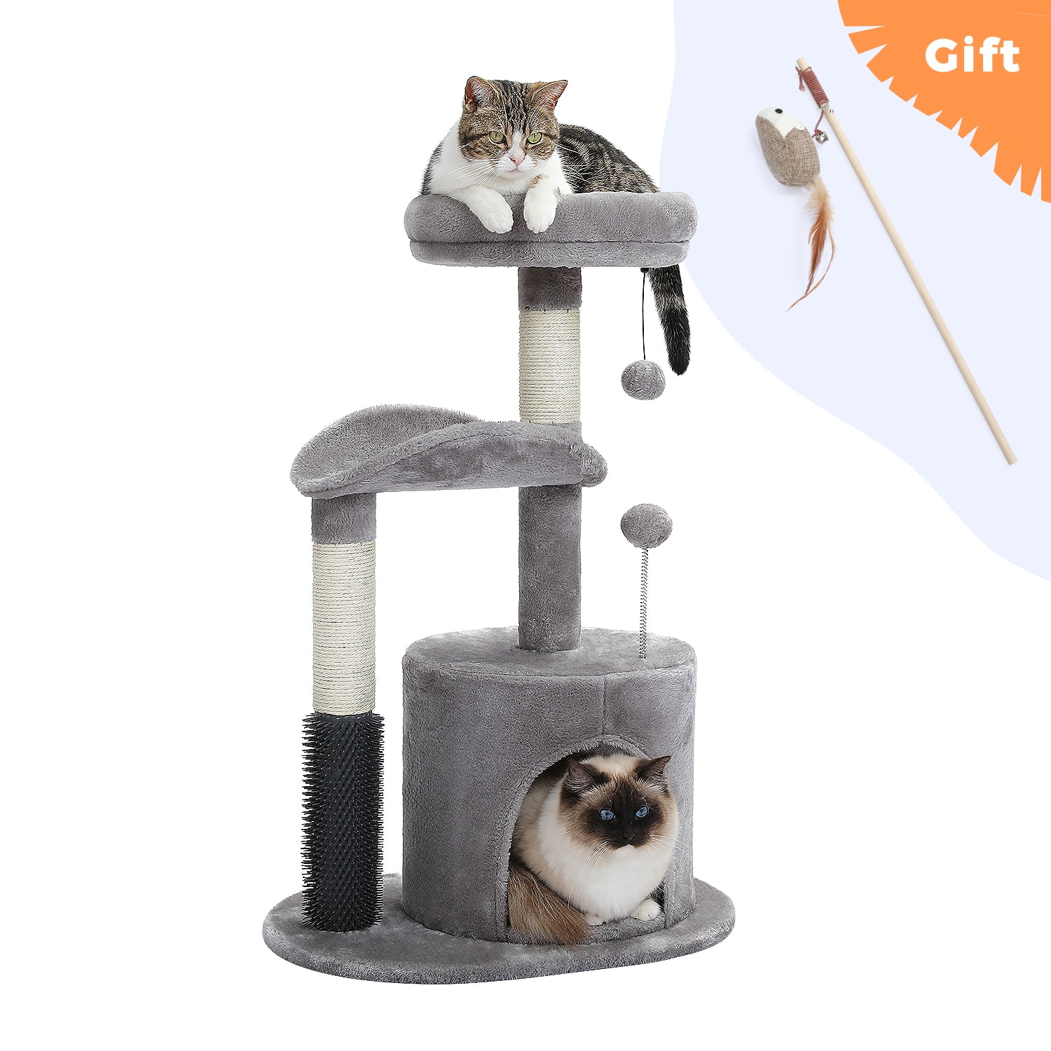 ZephyPaws 33"Cat Tree Sisal Cat Scratching Posts Tower with Large Perch Condo for Kitty Medium ...