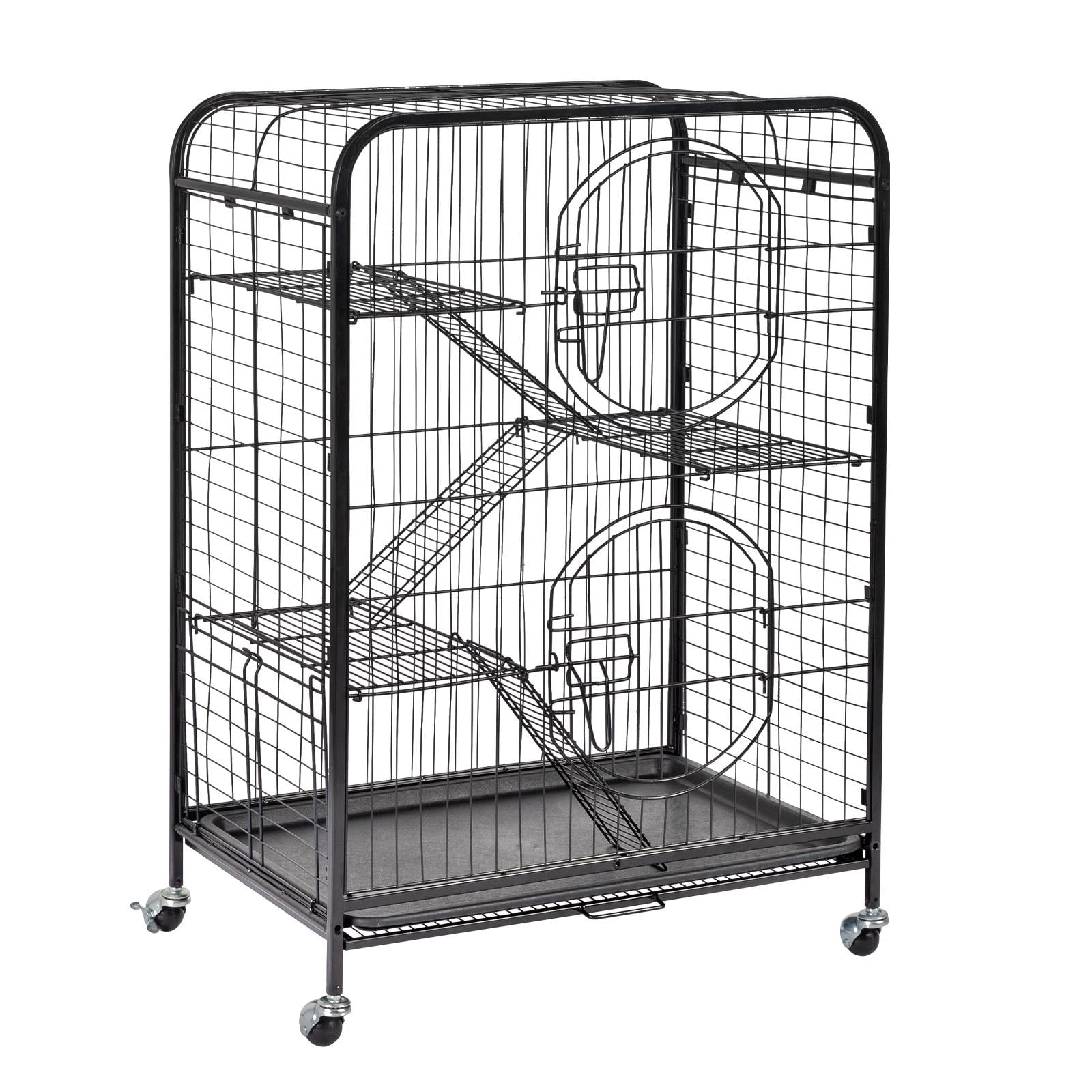ZephyPaws 37" Inch Foldable Metal Cat Cage,4-Tier 360° Rotating Casters ...