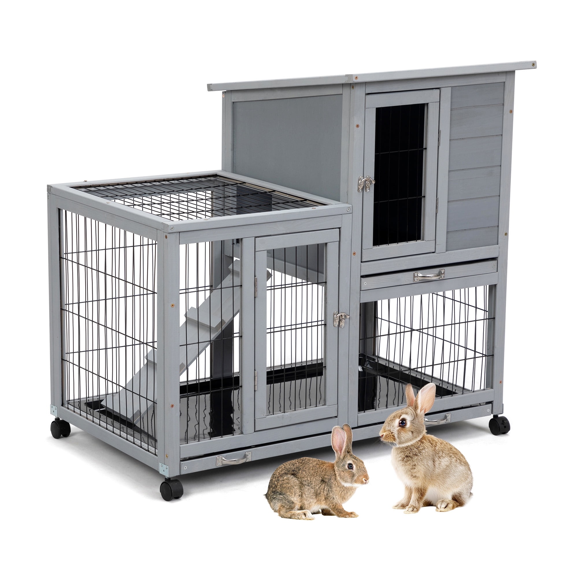 ZephyPaws 40'' Rabbit Cage Bunny Cage Indoor,Outdoor Rabbit Hutch for ...