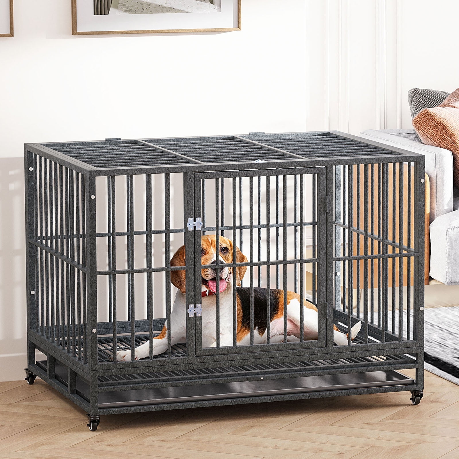 ZephyPaws 43in Metal Wire Dog Whelping Box for Puppies,Heavy Duty Dog ...