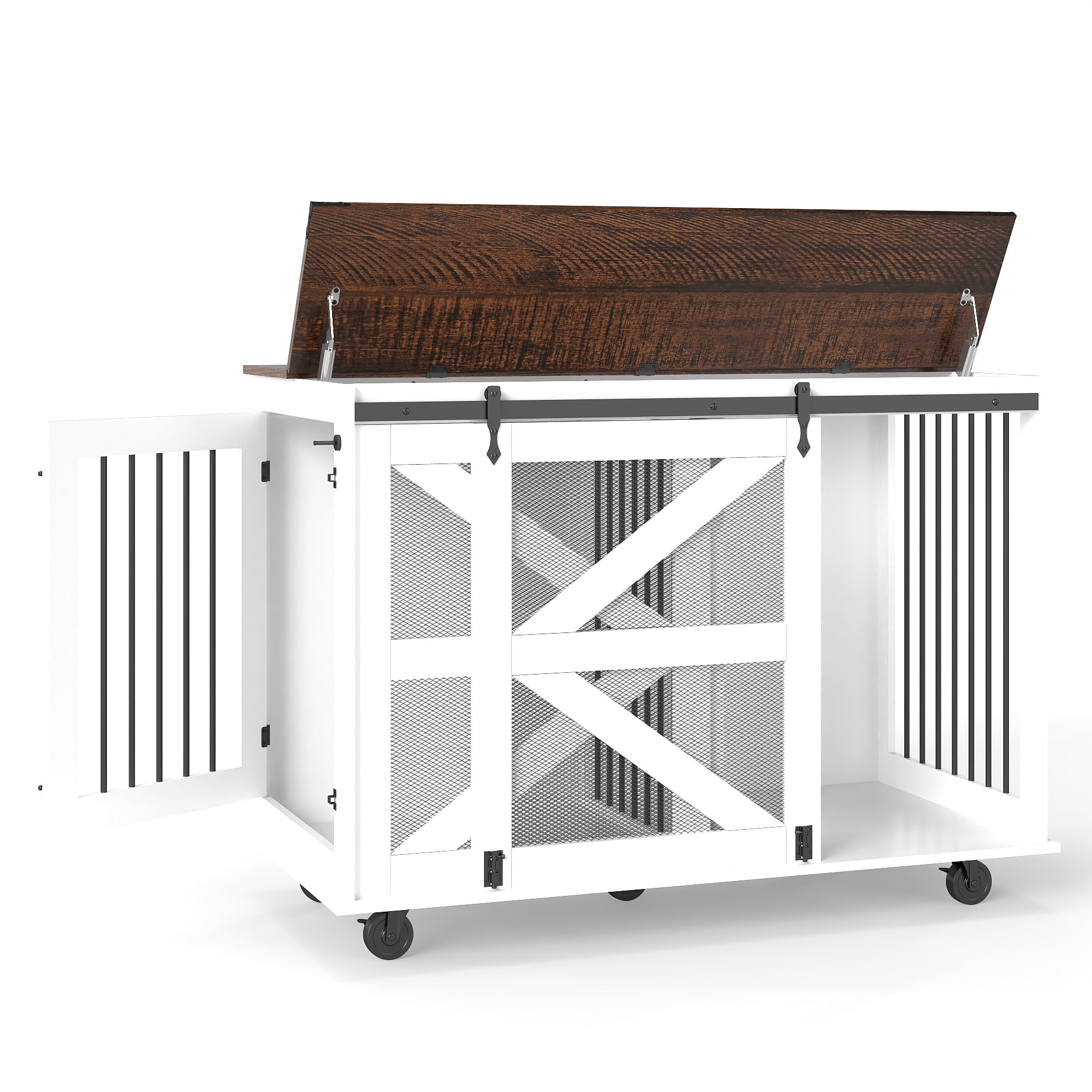 ZephyPaws 47 inch XL Dog Crate Furniture with Top-Access Teasing ...