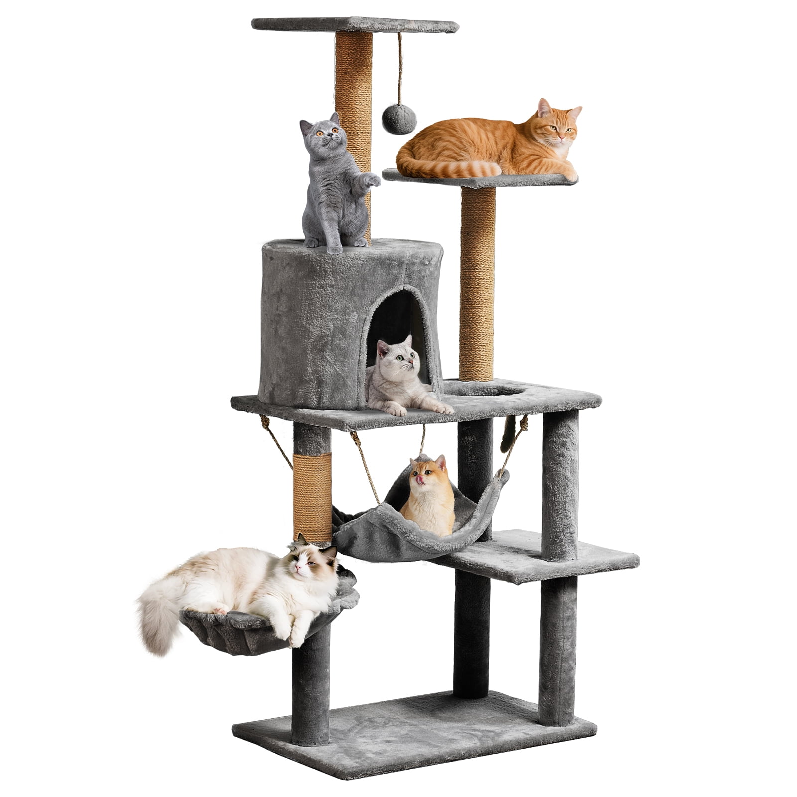 ZephyPaws 54in Cat Tree for Large Cat,Multi-level Cat Tower with ...