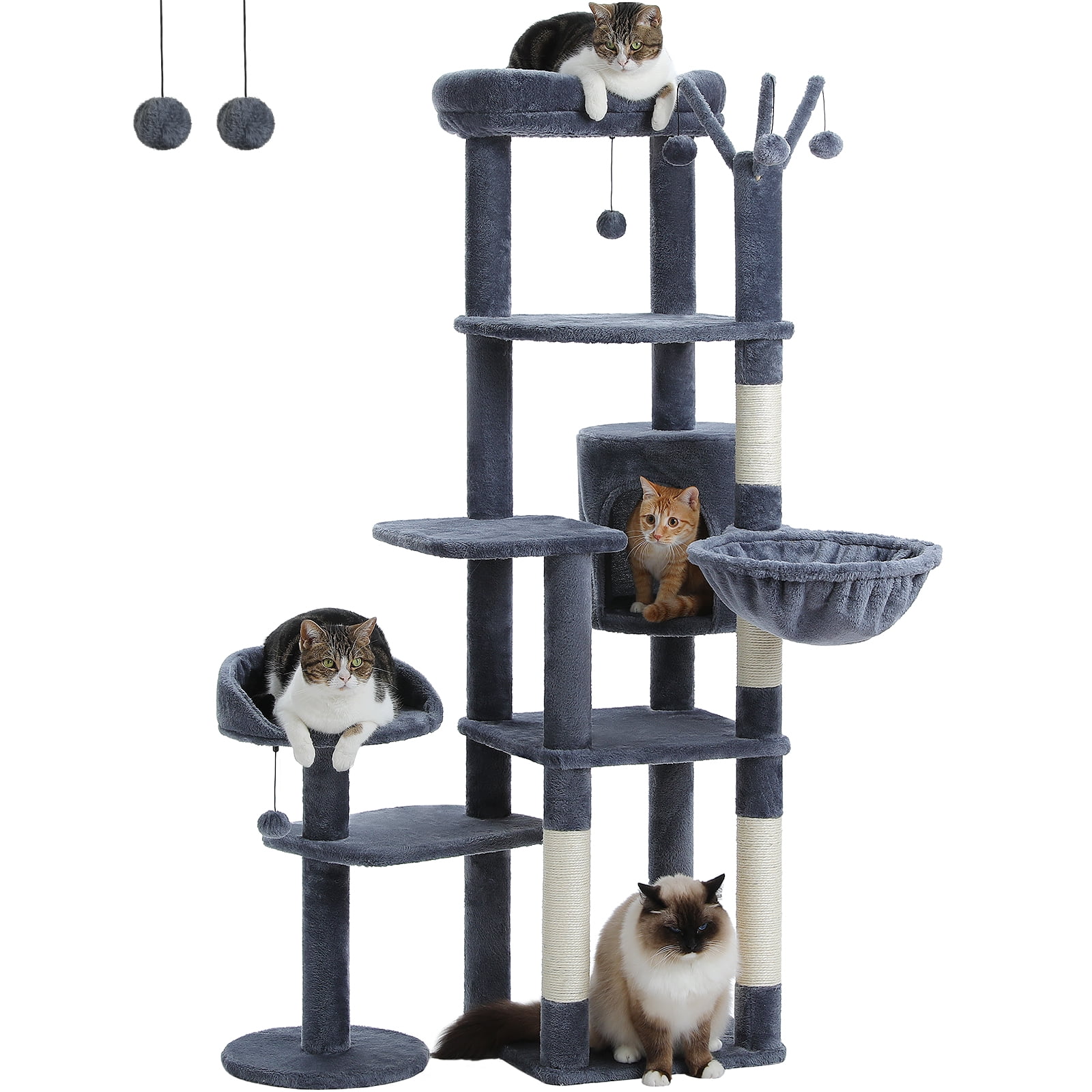 ZephyPaws 59"Large Cat Tree Perch Platforms ,Cat Scratching Posts Tower ...