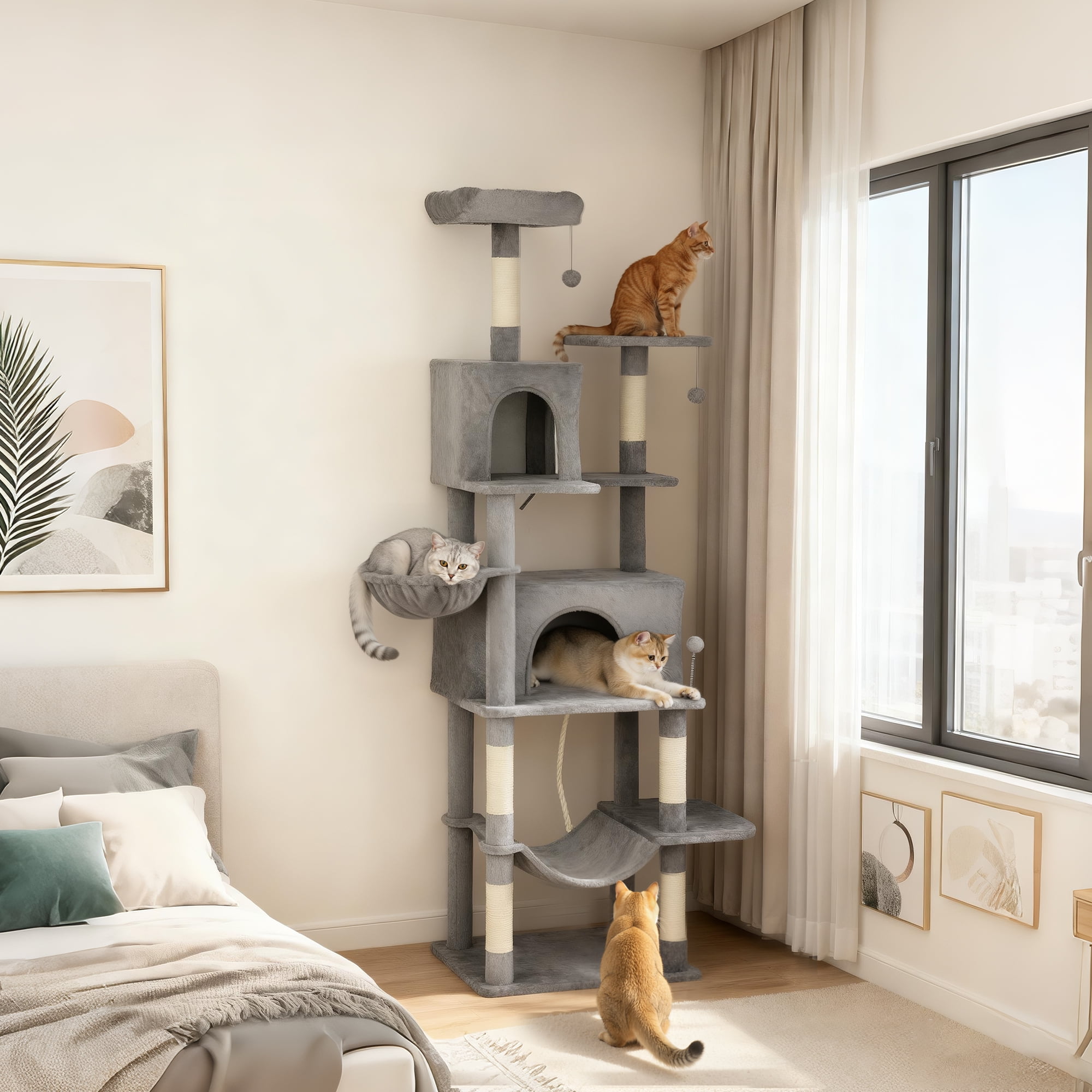 ZephyPaws 82in Cat Tree for Indoor Cats, Large Multi-Level Cat Tower ...