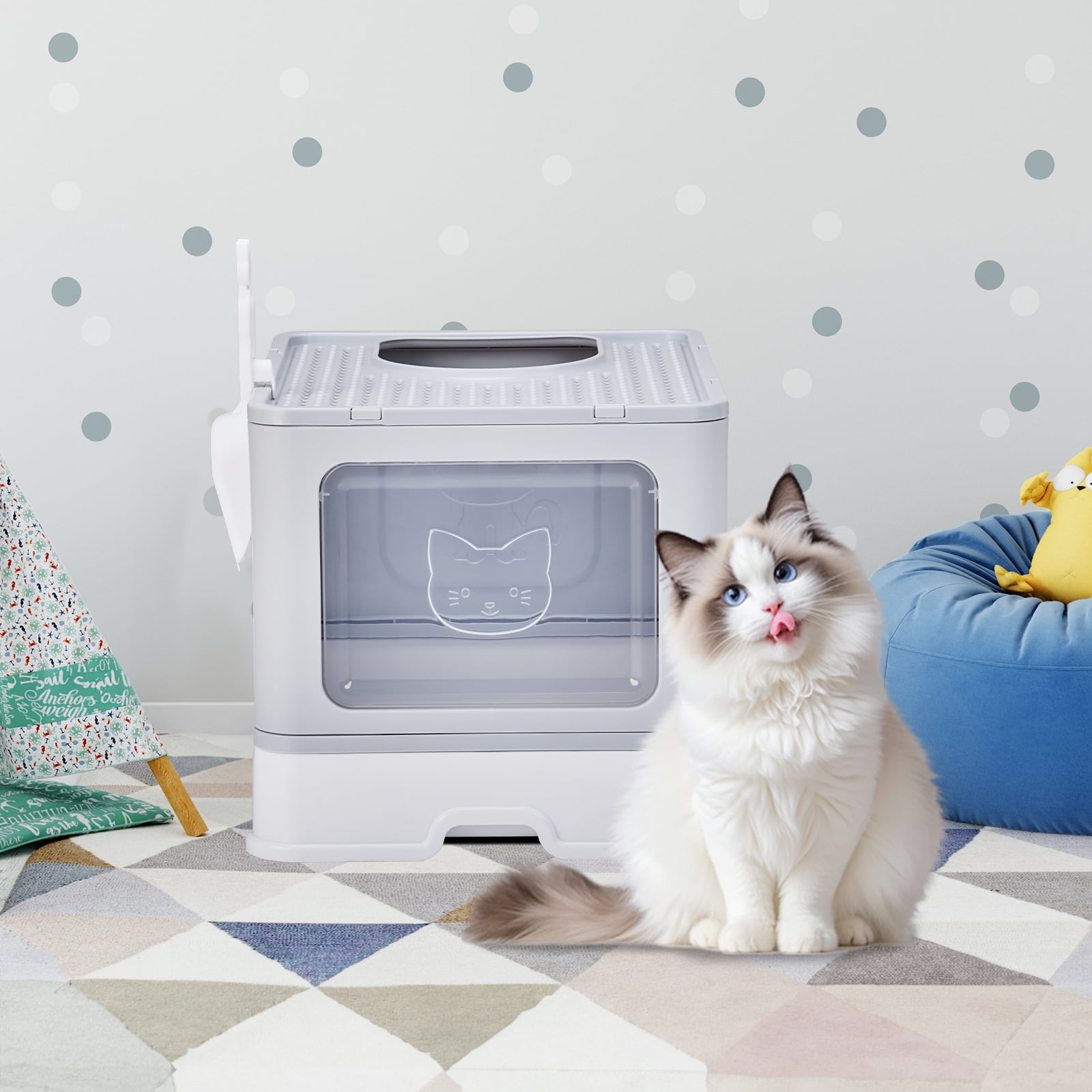 ZephyPaws Cat Litter Box, Large Litter Box Enclosure with Front Door ...