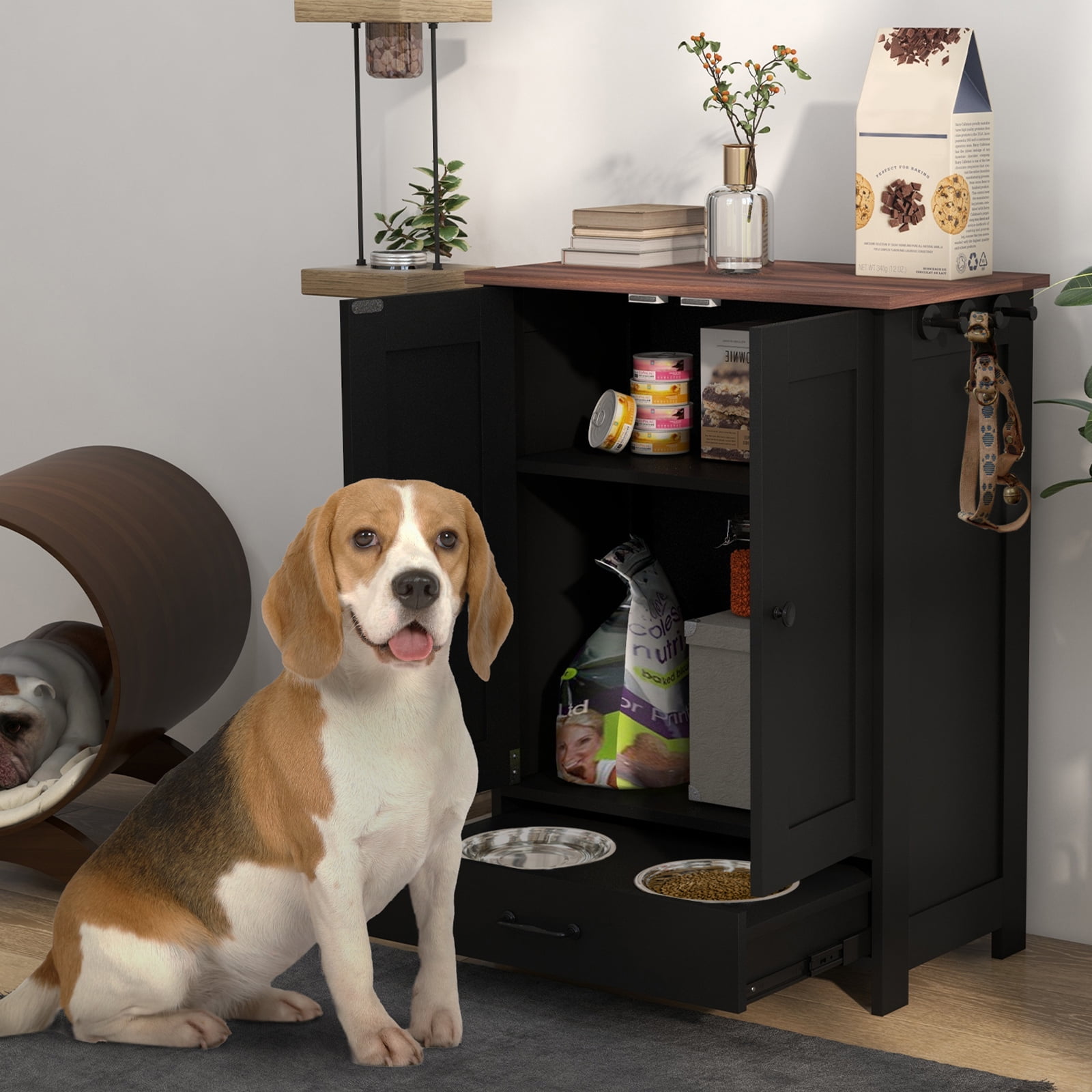 ZephyPaws Dog Feeding Station,Double Door Locker with 2 Adjustable Dog ...