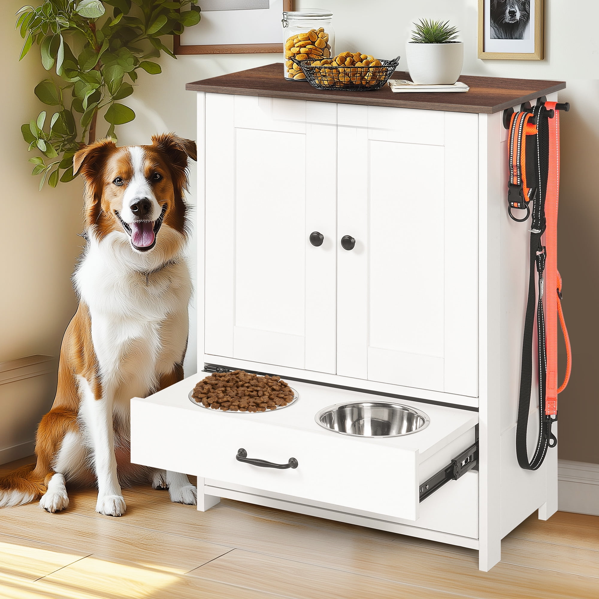 ZephyPaws Dog Feeding Station,Elevated Dog Bowls with Storage Dog Food ...