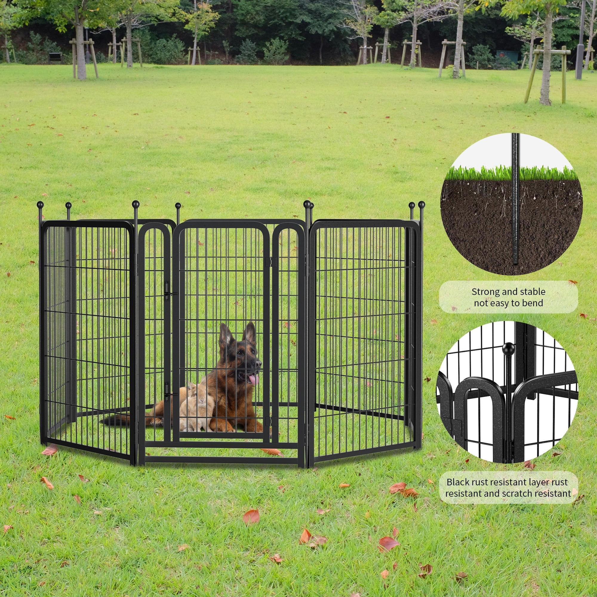 ZephyPaws Dog Playpen,8 Panels 40in Dog Pen,Large Heavy Duty Exercise ...