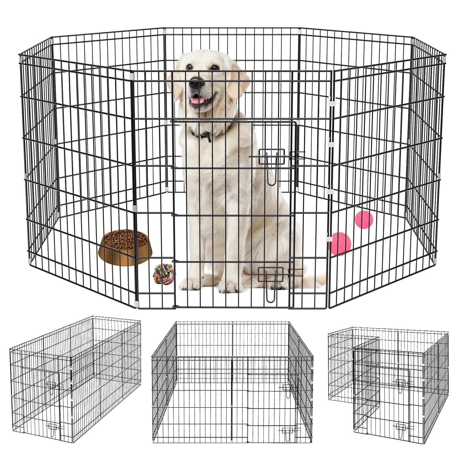 ZephyPaws Dog Playpen, Foldable Exercise Pen Puppy Playpen with 8 ...
