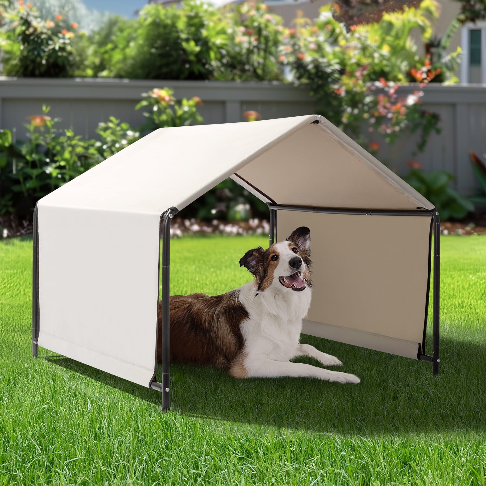 ZephyPaws 4*4*3.3FT Dog Tent Creamy Dogs Outside Sun Rain Canopy Pet ...