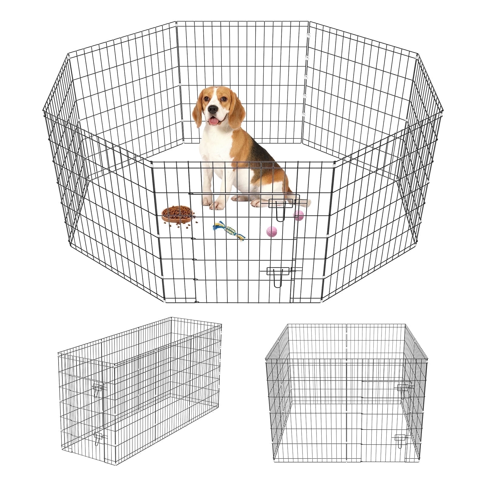 ZephyPaws Foldable Octagonal Metal Fence Duty Dog Pens 8 Panels Pet ...