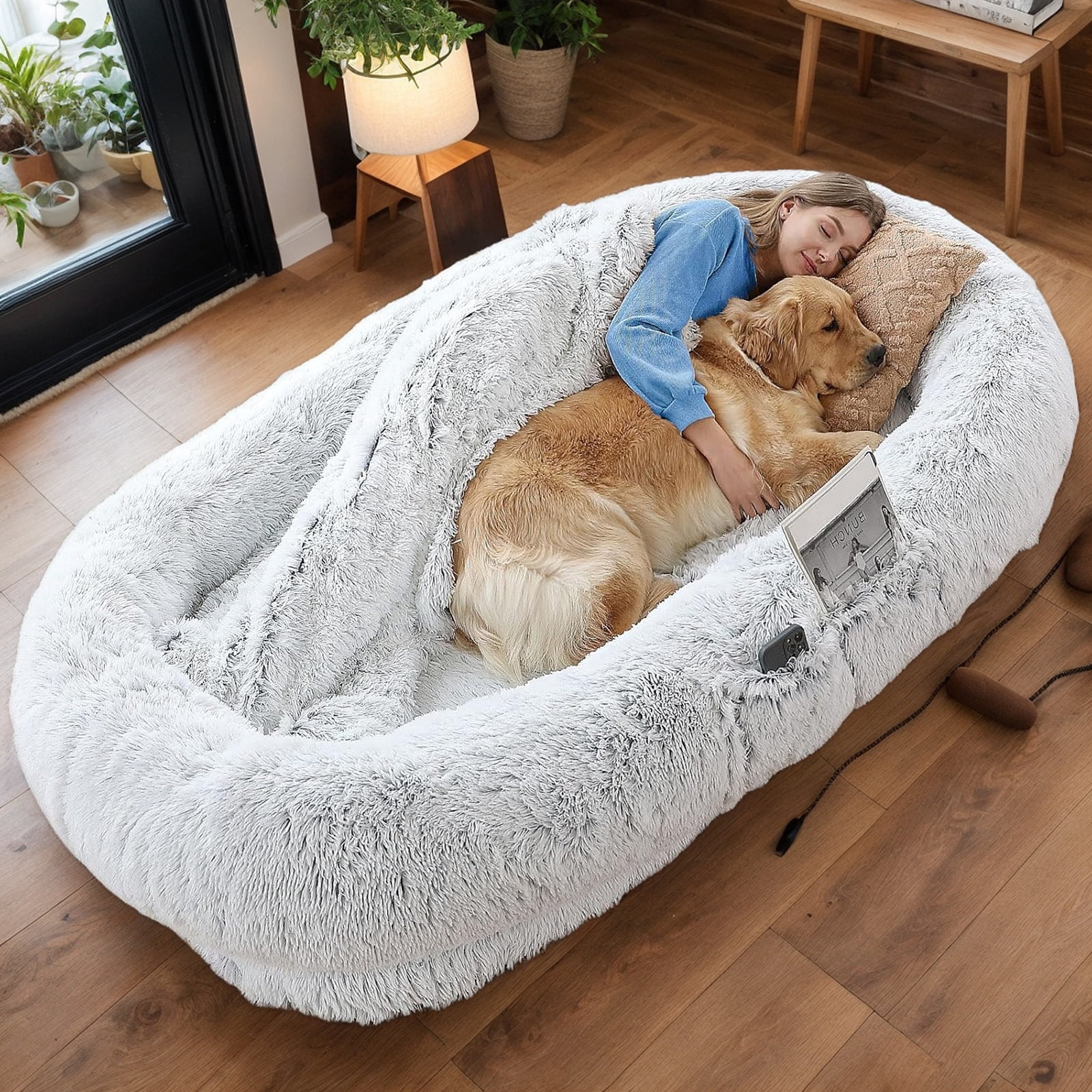 ZephyPaws Human Dog Bed, 71''x45''x14'' Size Fits You and Pets,Washable ...