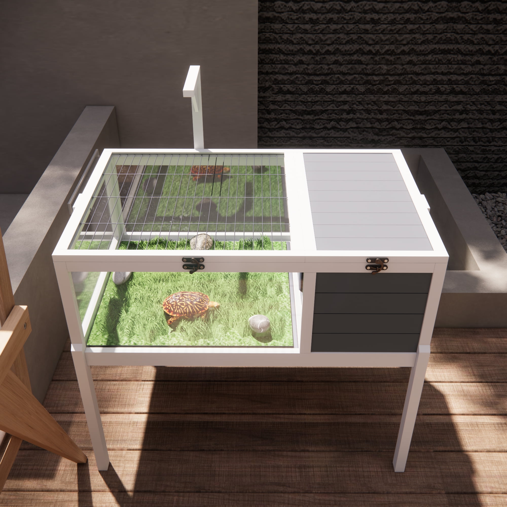 ZephyPaws Large Tortoise Habitat Indoor,Wooden Reptile Enclosure,Turtle ...