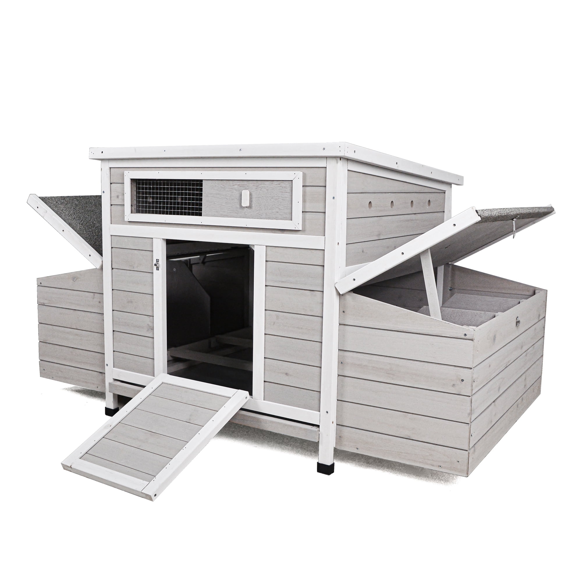 ZephyPaws Large Wooden Chicken Coop for 6-8 Chickens, Outdoor Hen House ...