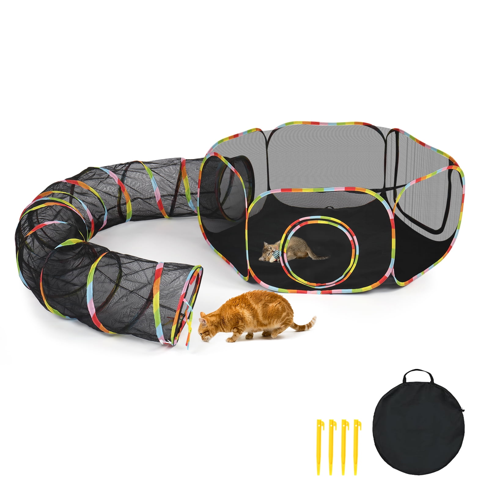 ZephyPaws Outdoor Cat Enclosures with Tunnel, Portable Cat Play Tent ...