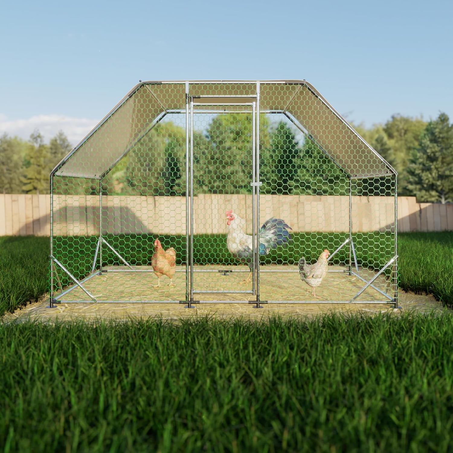ZephyPaws Outdoor Metal Chicken Coop,Extra Large Chicken Run Walk in ...