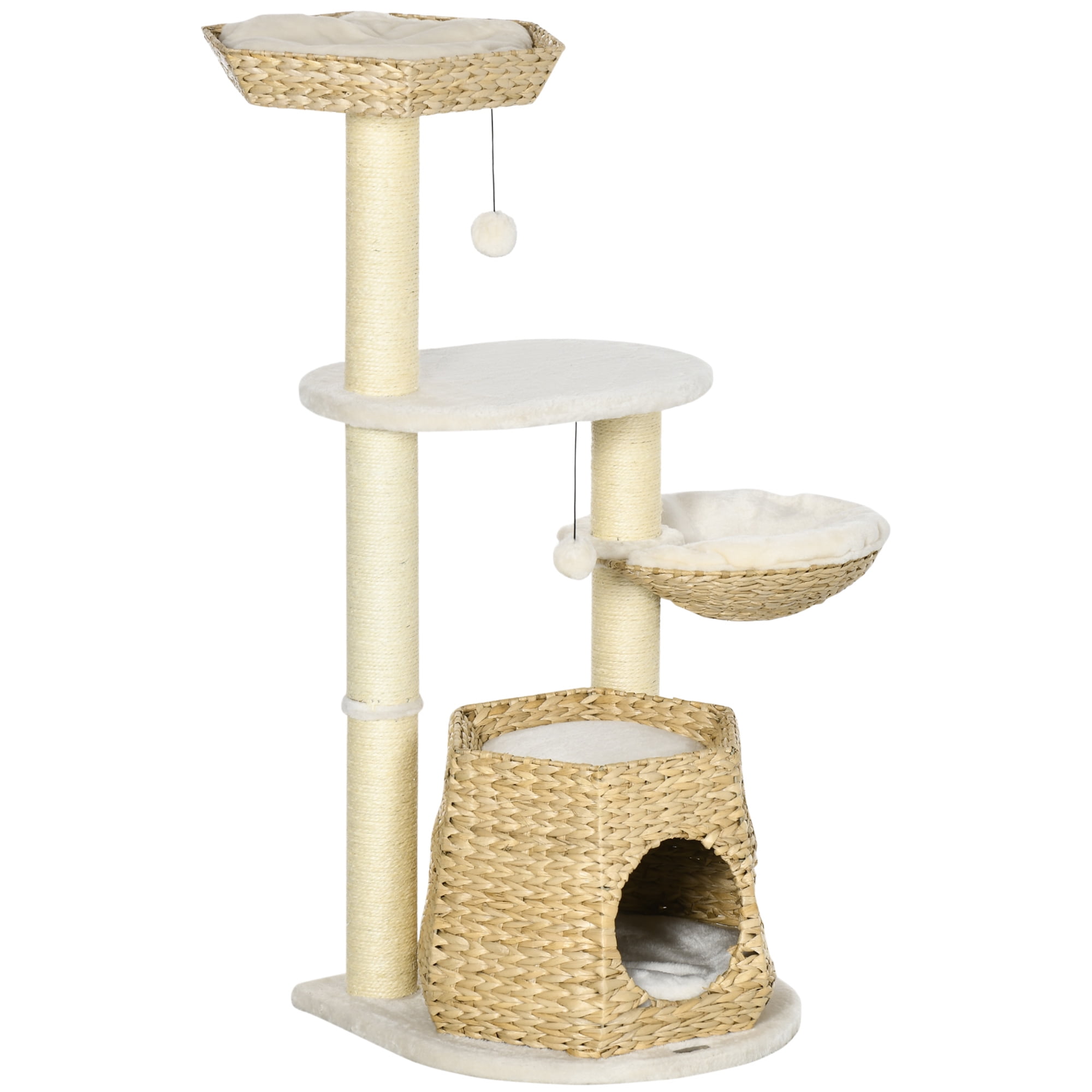 ZephyPaws Rattan Cat Tree,47" Tall Cat Tree for Indoor Cats with ...