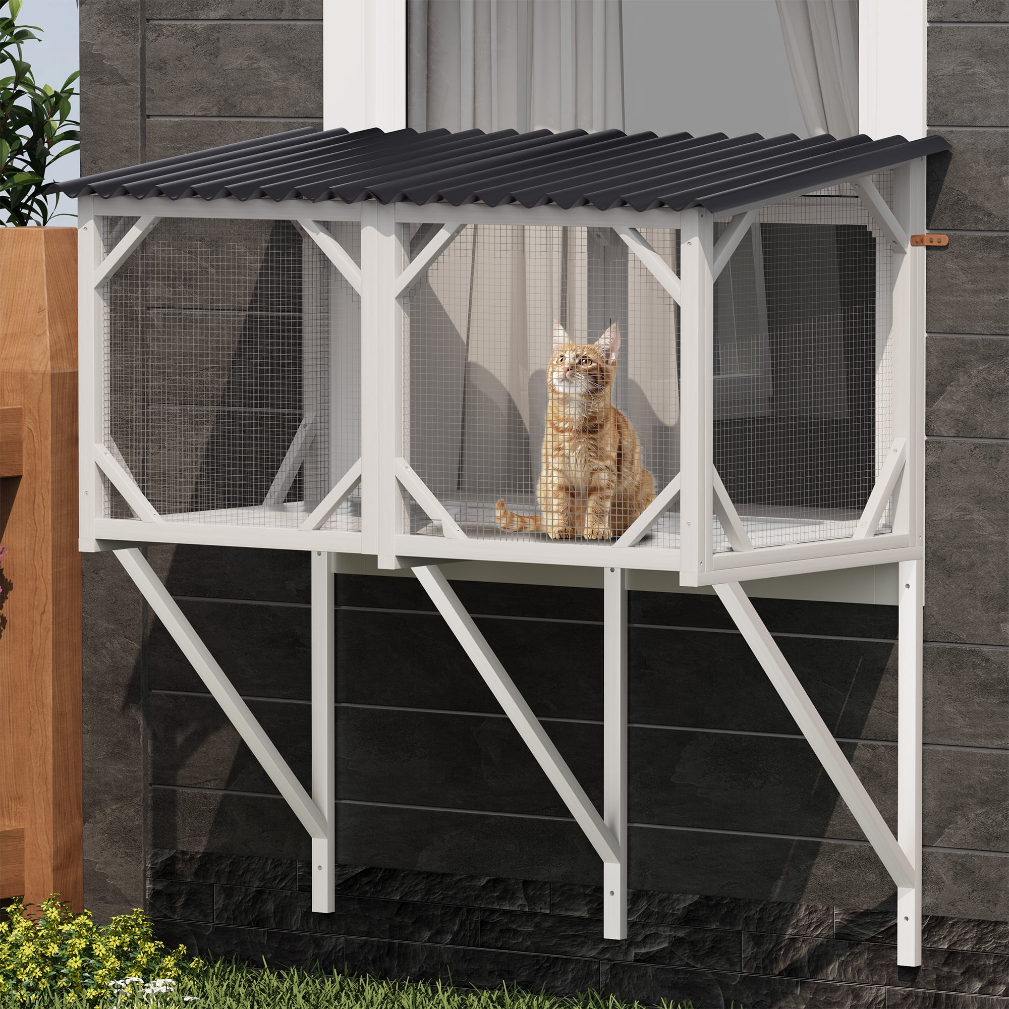 ZephyPaws Window Catio,44"Outdoor Expandable Cat Enclosure Window Box ...