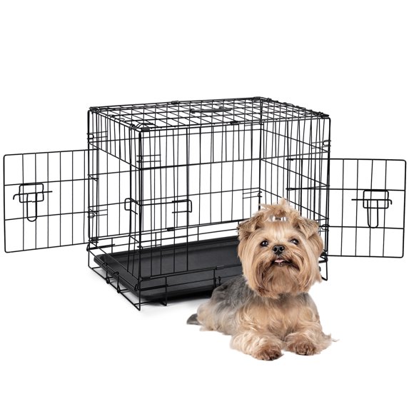 ZephyPaws 24 Inch Foldable Dog Crate, Collapsible Metal Kennel with ...