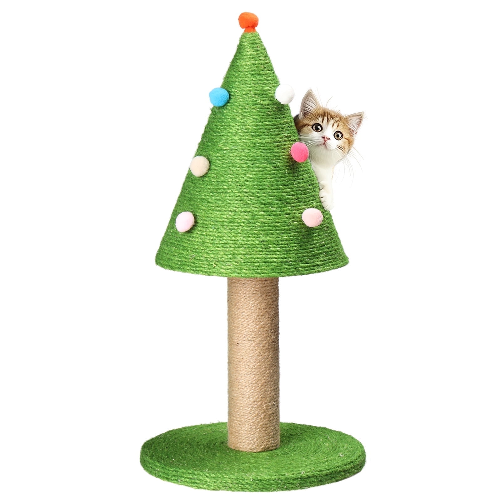 KAAYEE 25in Christmas Tree Scratching Post,Natural Sisal Cat Scratcher ...