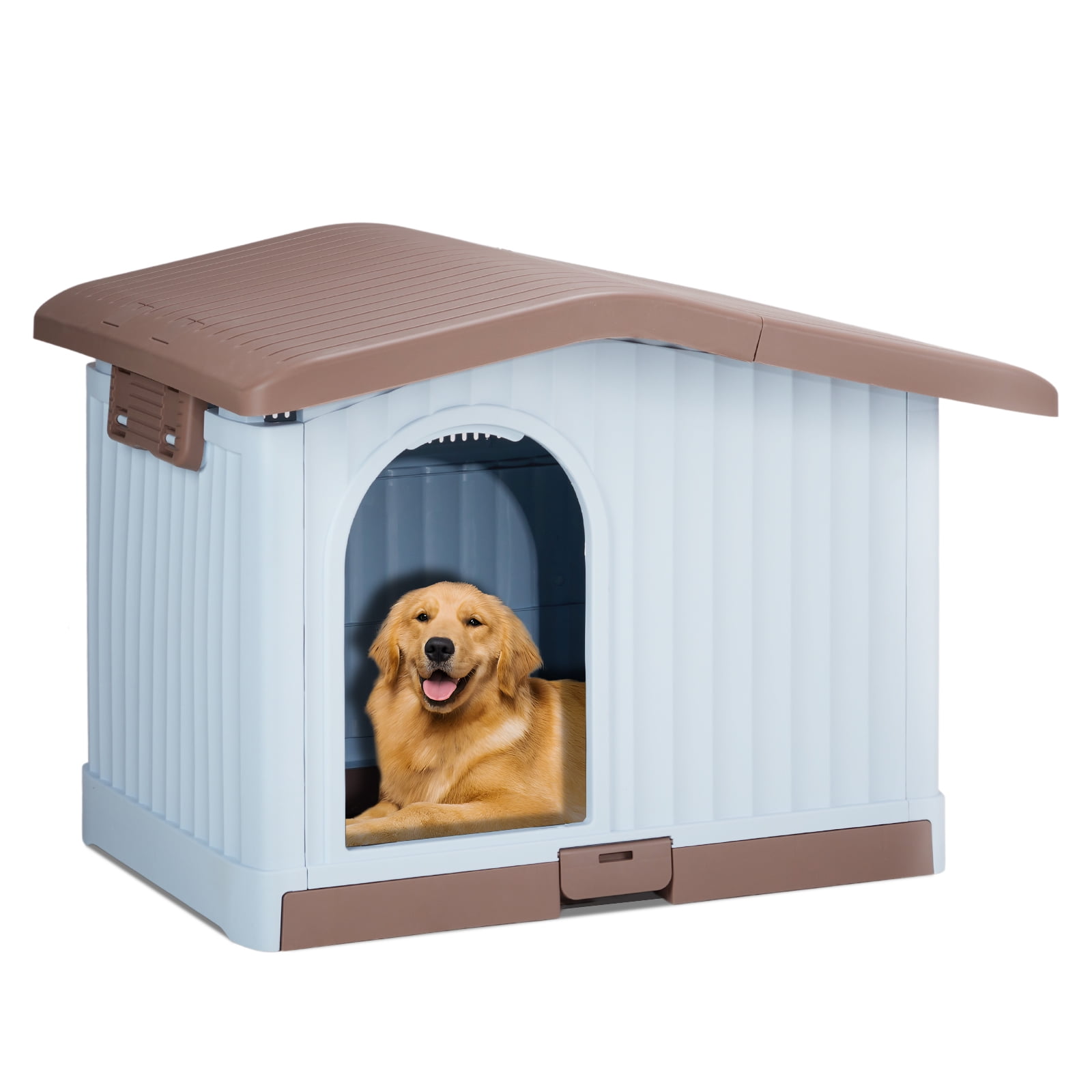 Zephypaws 34inch Plastic Dog House with Liftable Roof, Large Indoor ...