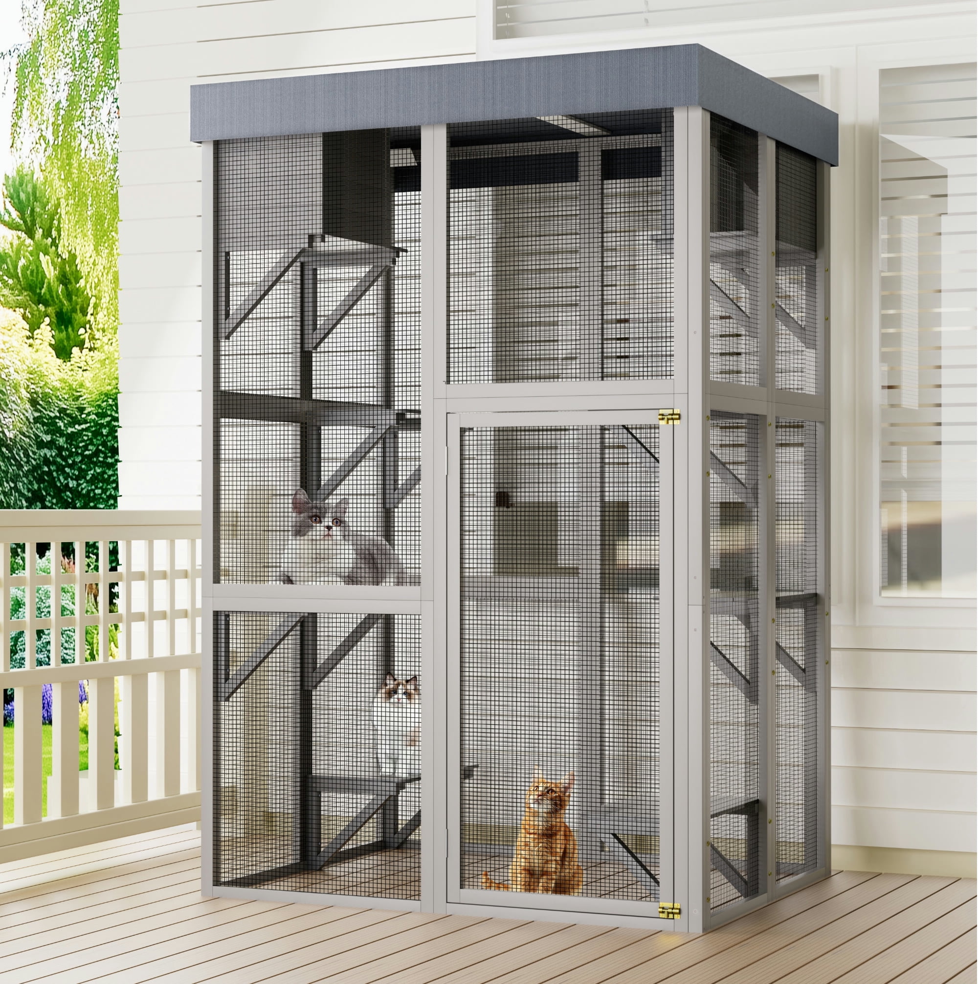 Zephypaws 70.5" H Outdoor Cat Enclosure, Outside Patio Large Cat ...