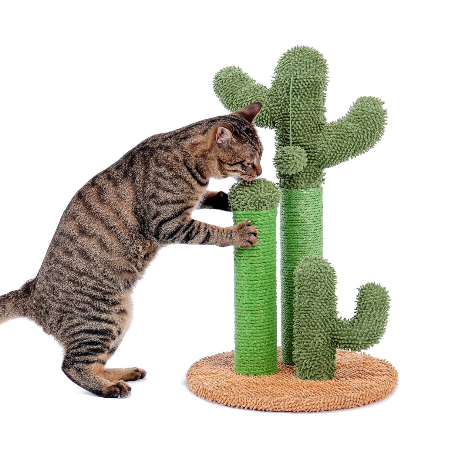 Qiushi Cactus Cat Scratching Post with 3 Sisal Scratching Poles and ...