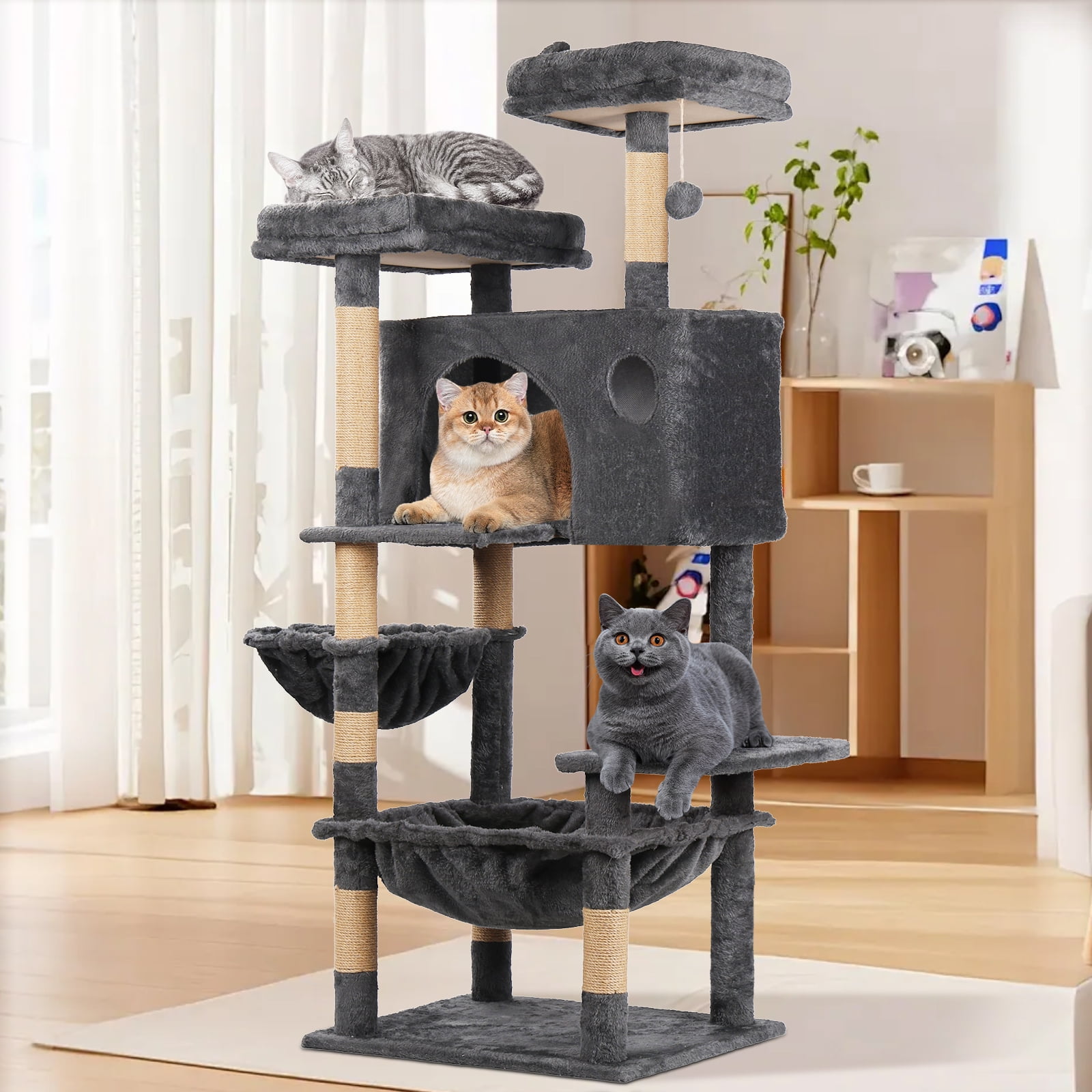 Zephypaws Cat Tree, 68 inch Multi-Level Cat Tower for Indoor Cats ...