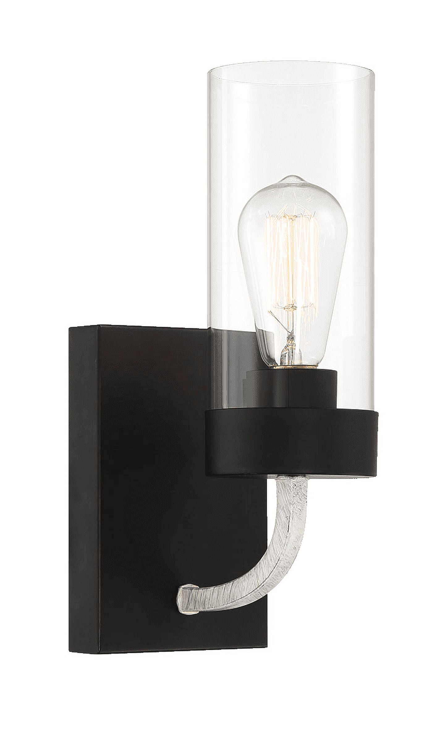 Zephyr Single Light Sconce with Clear Glass Metal Black Finish,Black ...