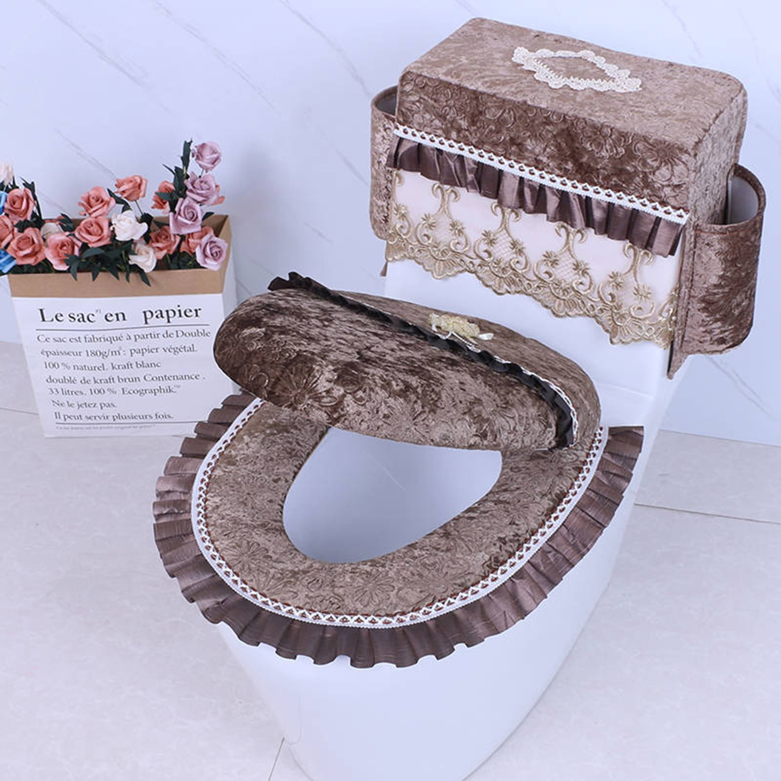 ZephyrLoom Flannel Toilet Tank Cover: Plush Toilet Lid Cover With Side ...