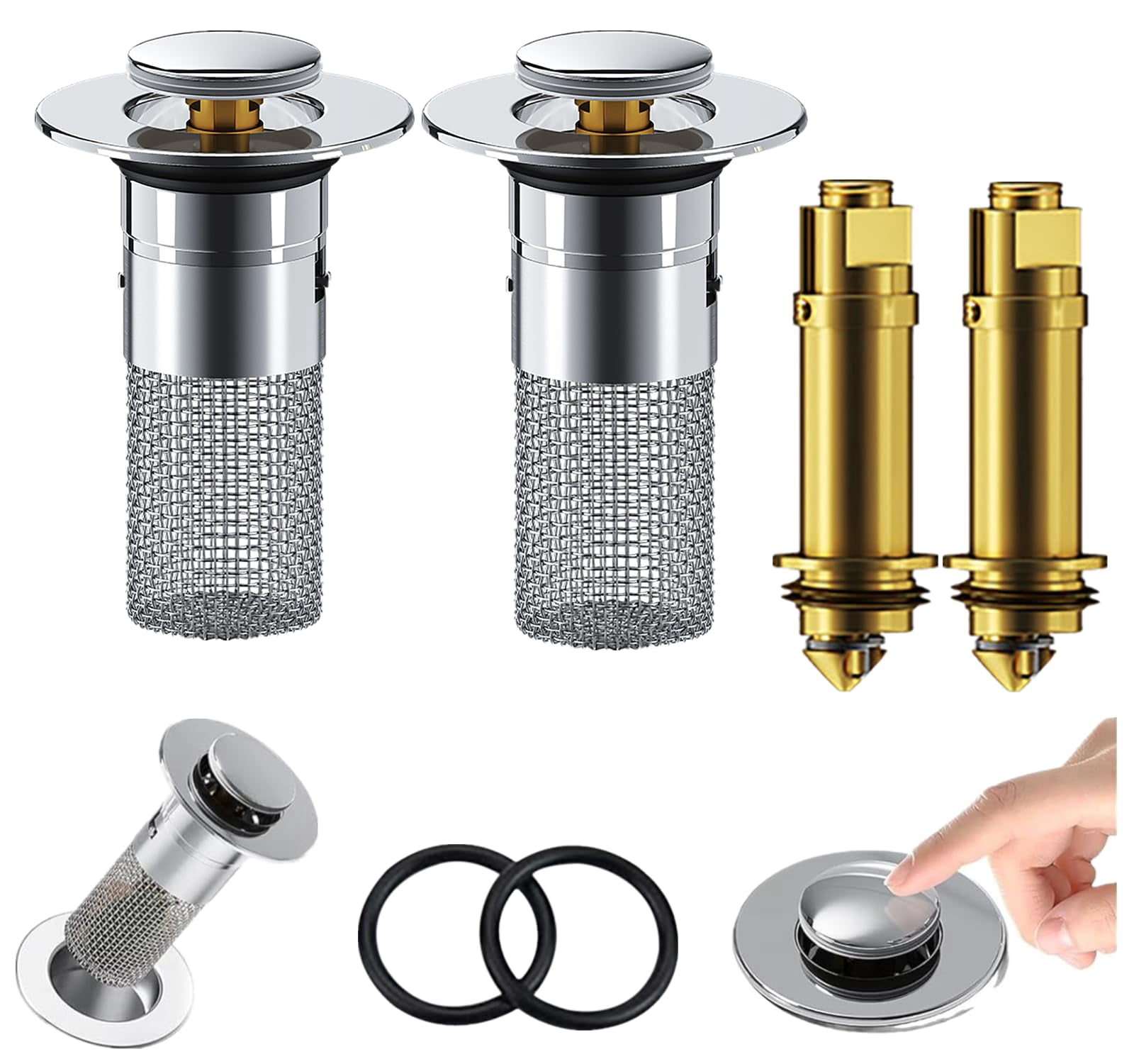 ZephyrZing Bathroom Sink Stopper Hair Catcher - Stainless Steel Floor ...