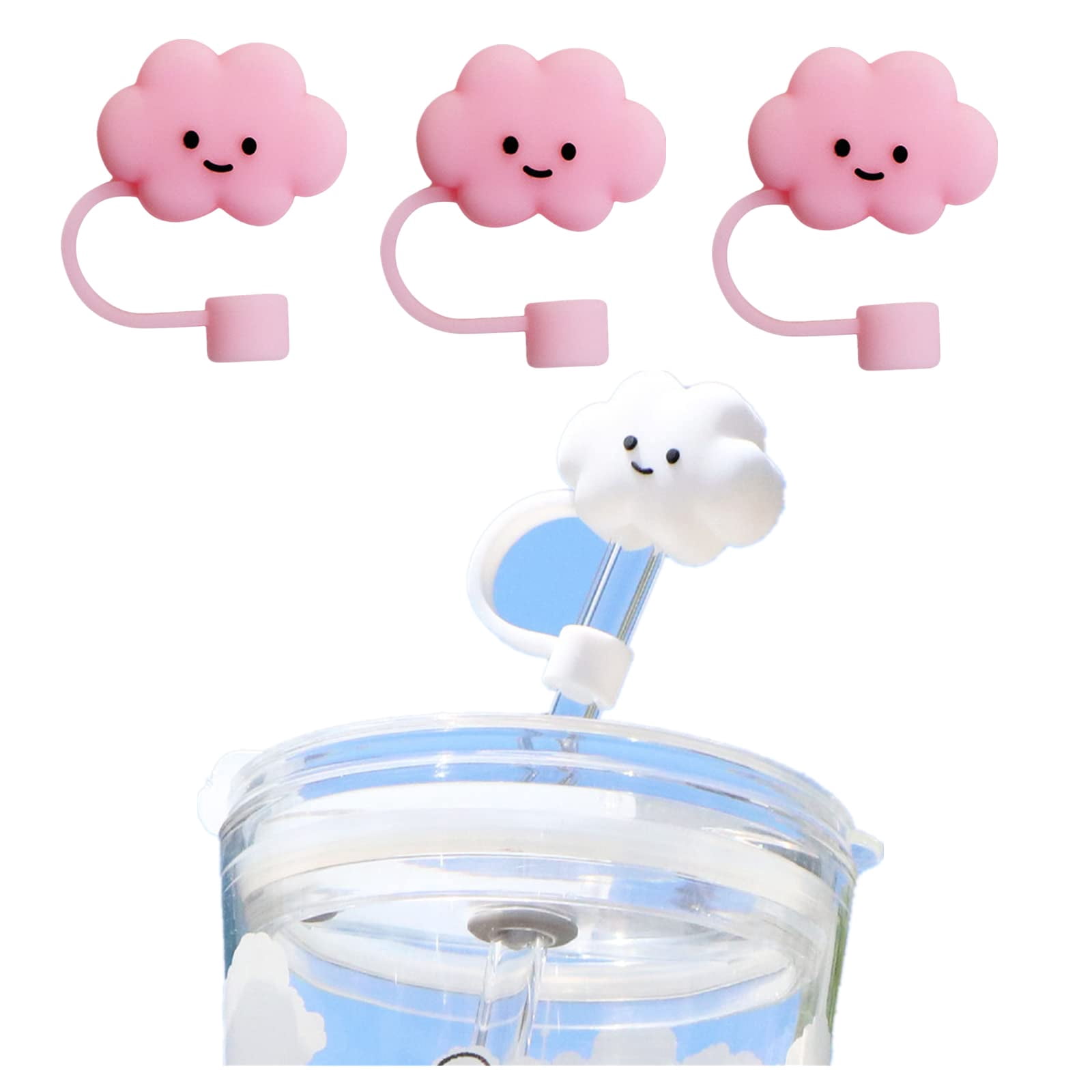 ZephyrZing Cloud Straw Cover - 3Pcs Silicone Straw Covers Cap Cute ...