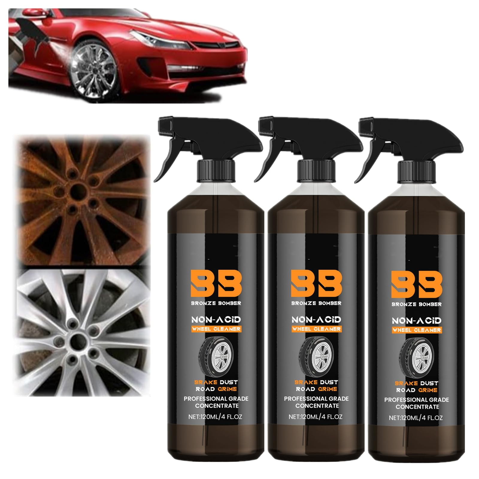 ZephyrZing Bronze Bomber Wheel Cleaner, 32oz, Brake Dust Remover, 3pc ...