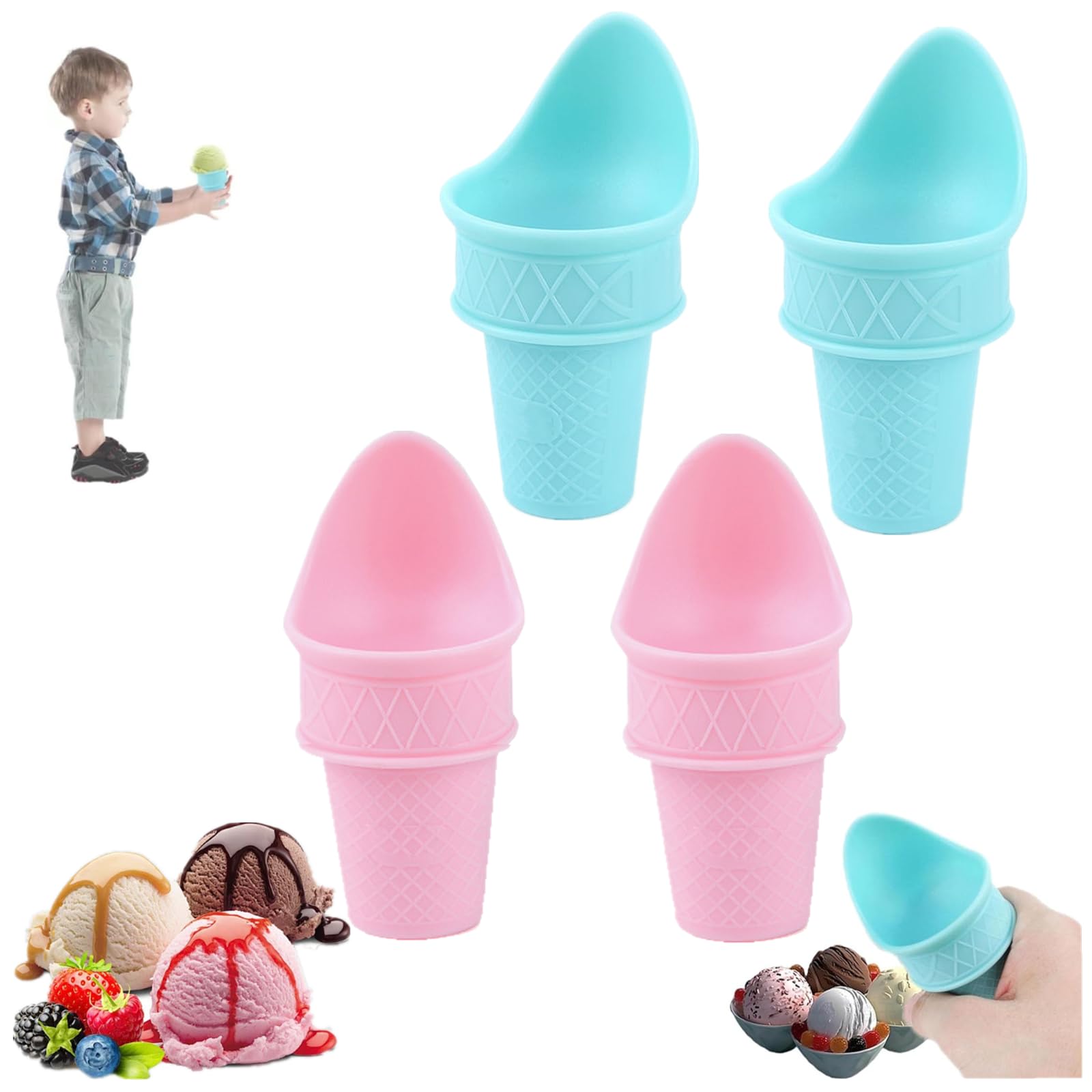 ZephyrZing Generic Ice Cream Cone Holder - Ice Cream Cone Scoop, Mini Ice Cream Cones Reusable ...