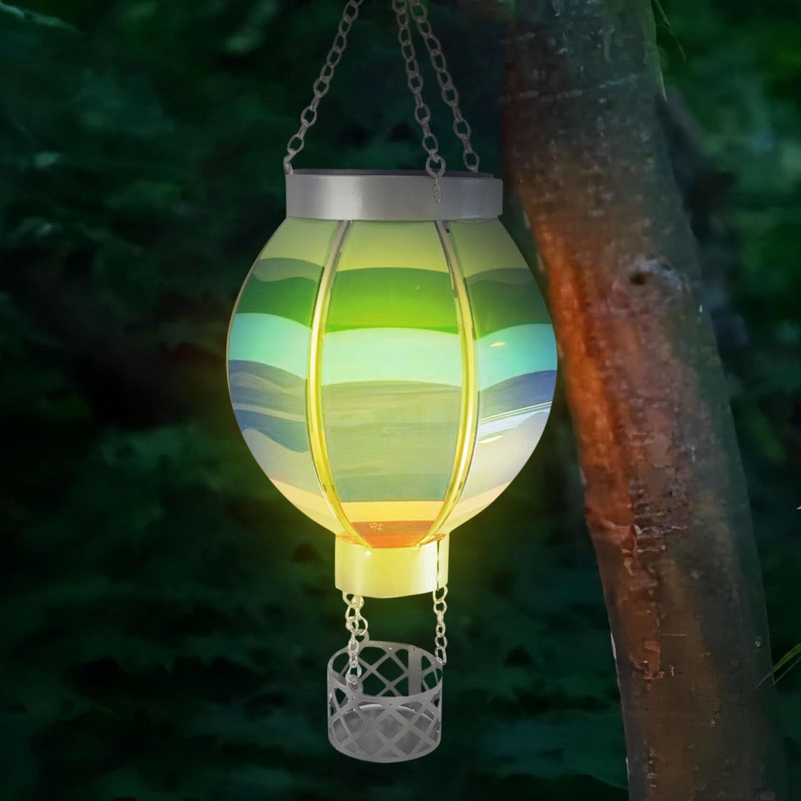 ZephyrZing Hot Air Balloon Solar Lantern with Flickering Flame - Unique ...