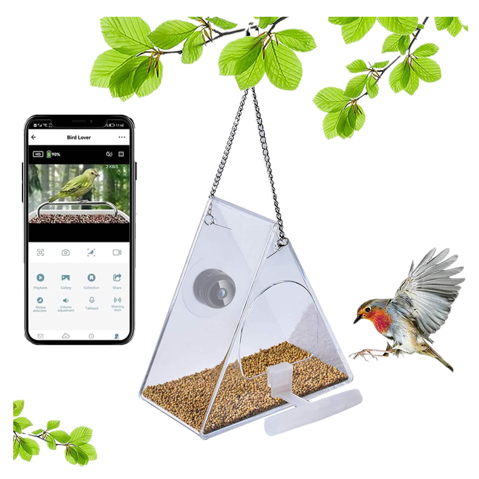 ZephyrZing Outdoor Bird Feeder with Camera - HD 1080P Night Version ...