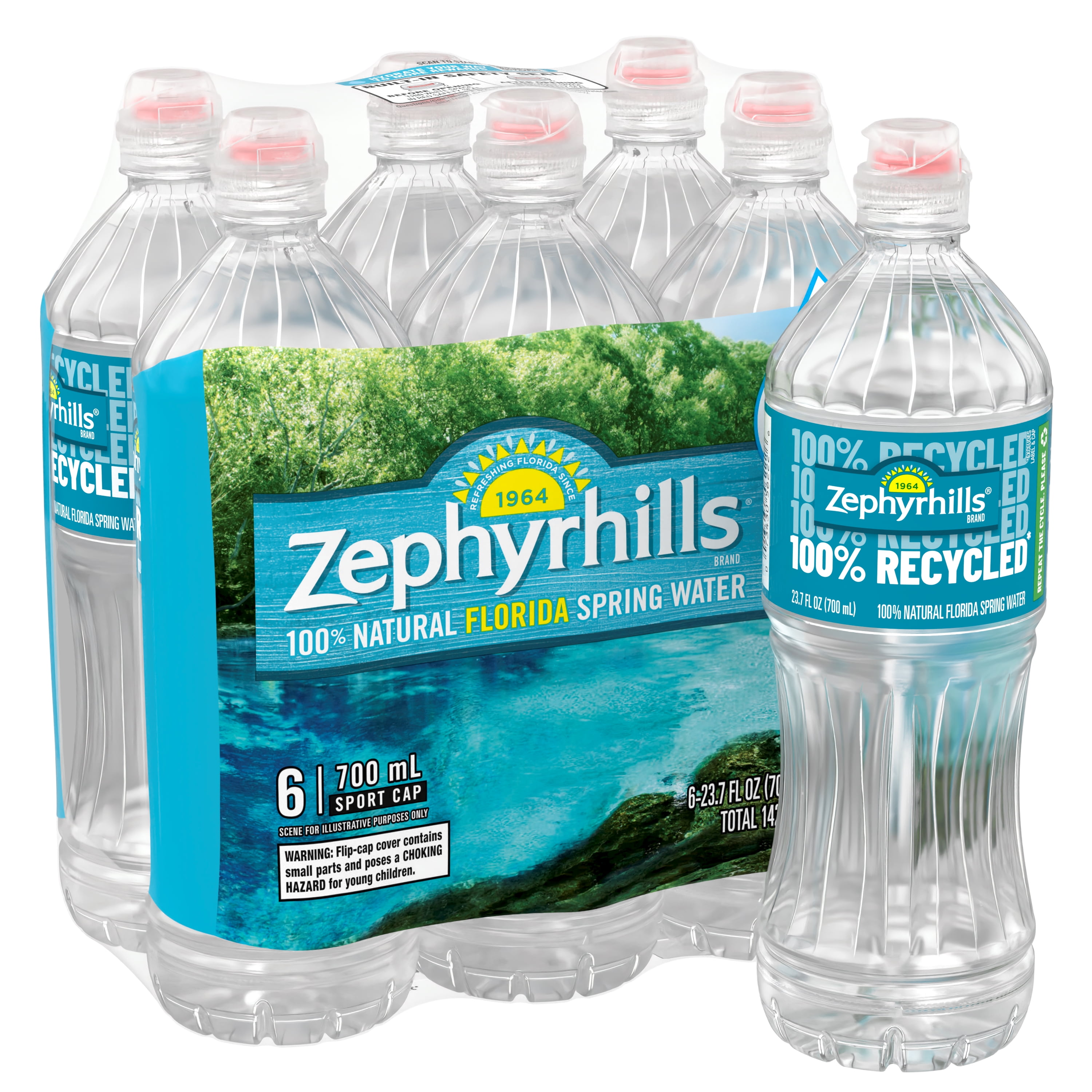 Zephyrhills Brand Natural Spring Water, 23.7oz Sport Cap Bottles ...