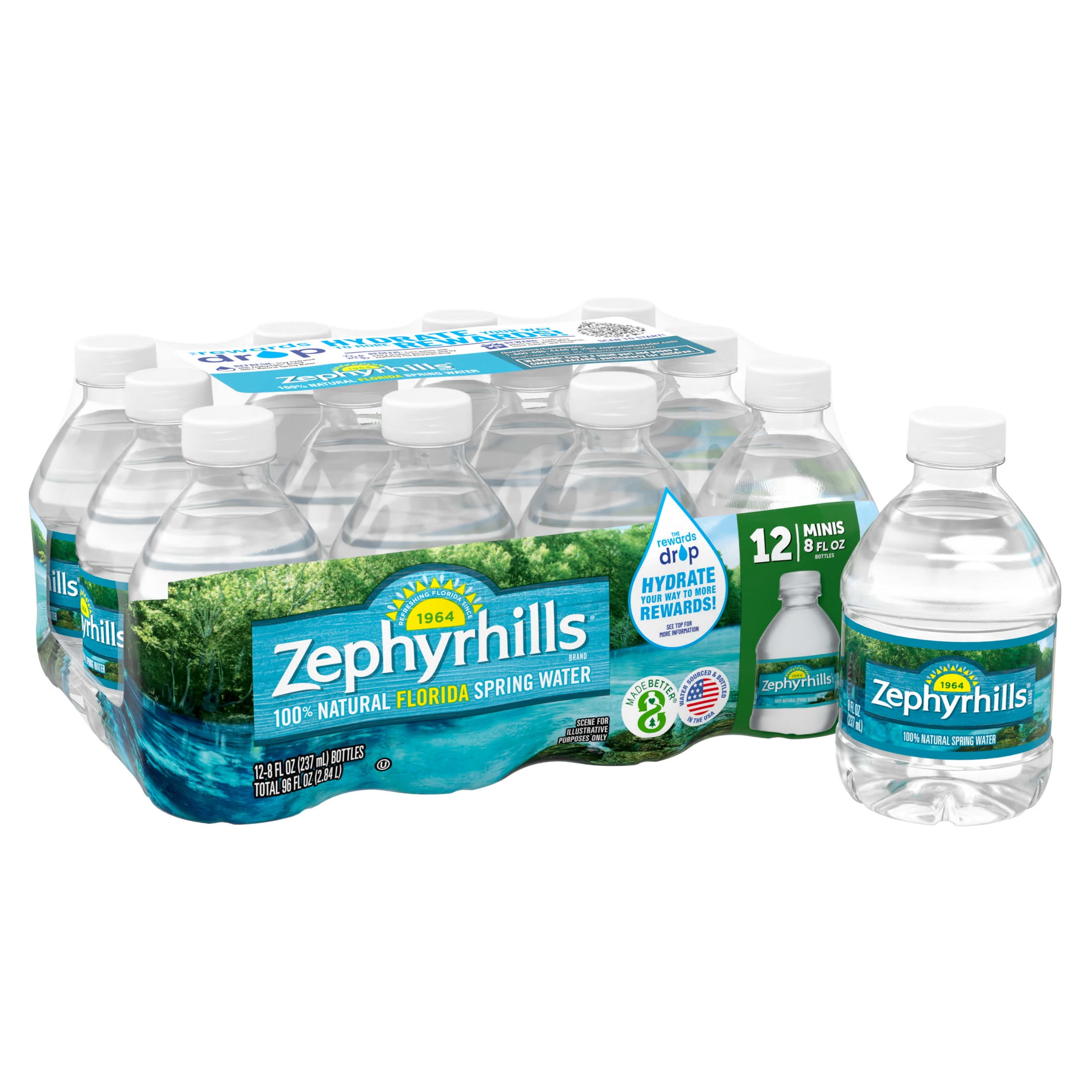 Zephyrhills 100% Natural Spring Water, 8oz Mini Plastic Bottles, Travel ...