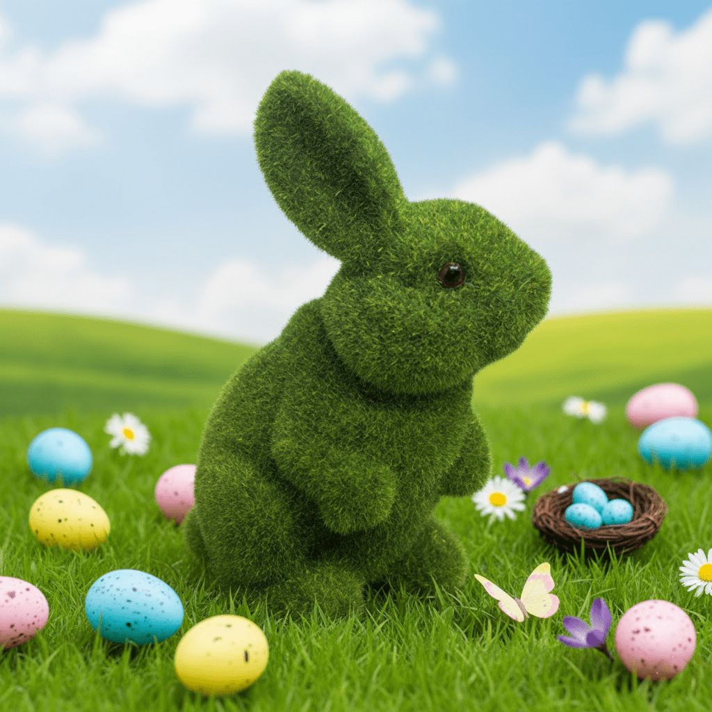 Zephyrn Flocking Easter Rabbits Figurine Soft Decoration for Home Party ...