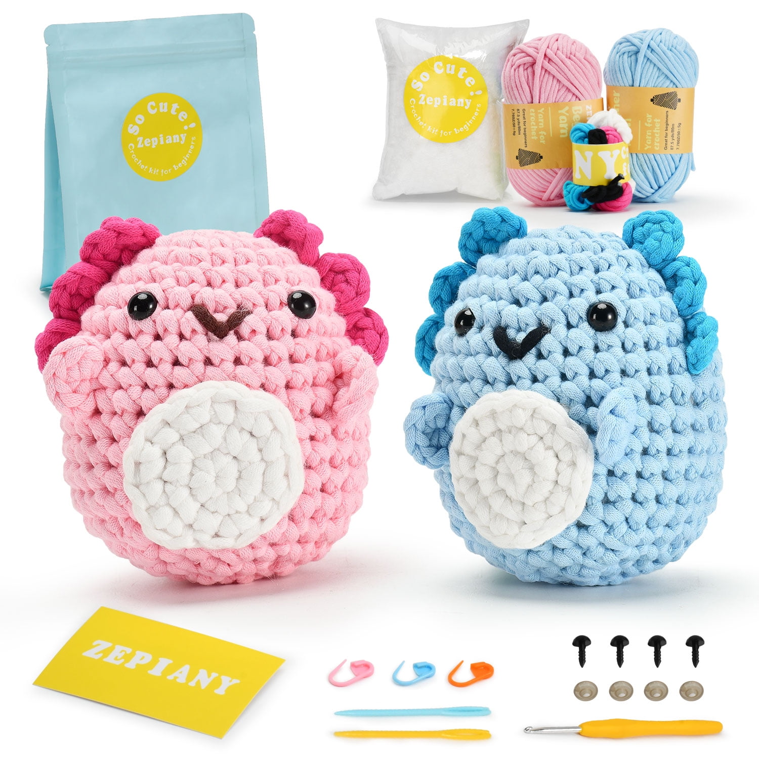 Zepiany Crochet Kit for Beginners, Amigurumi Kits with Step-by-Step ...