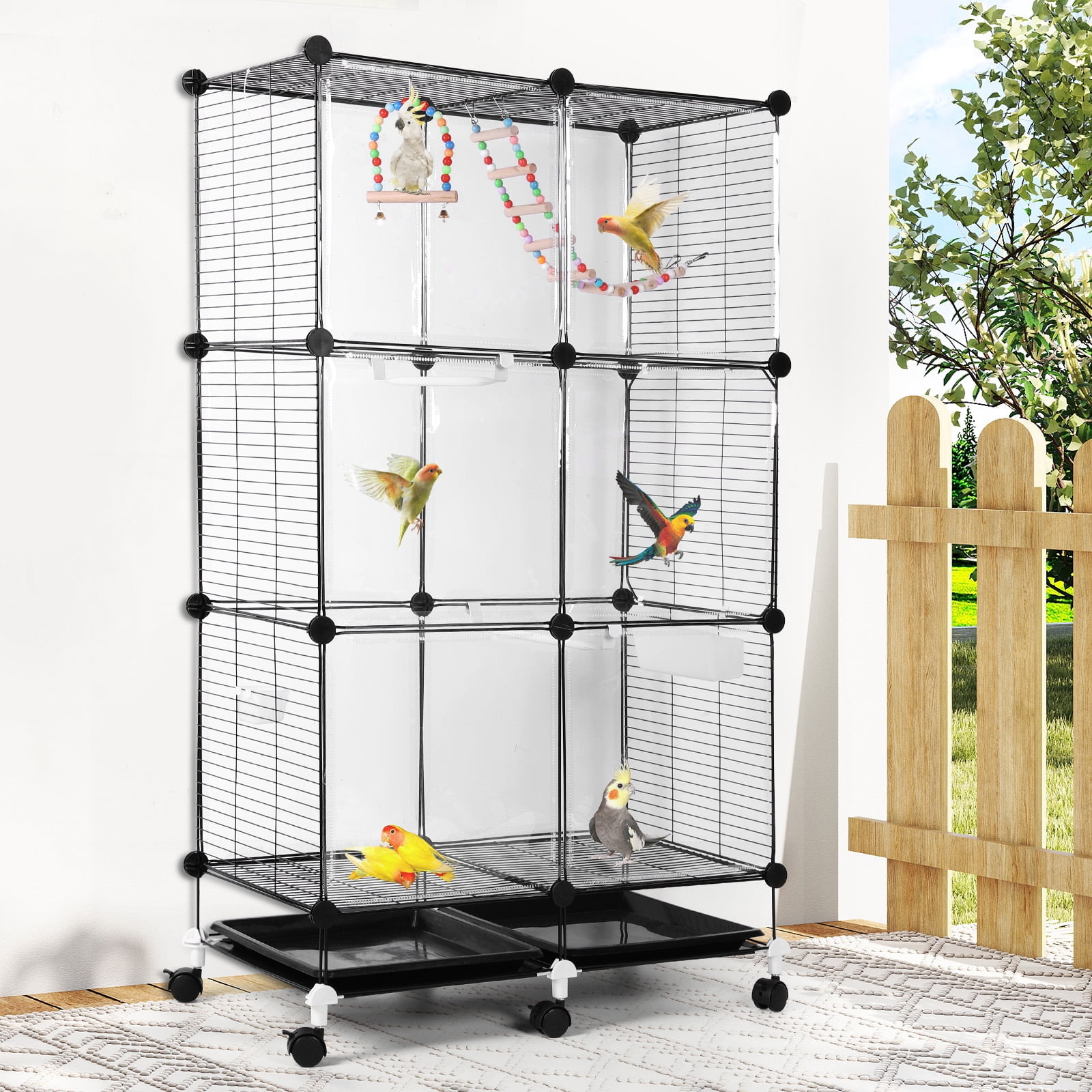 Zepkd 49-Inch Birdcage Large Metal Parakeet Cages Freestanding Pet Net ...