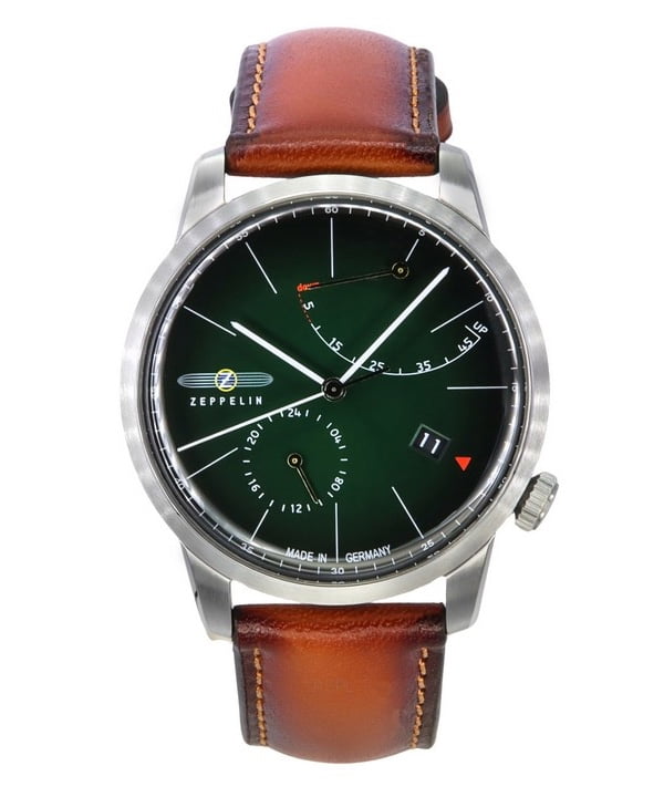 Zeppelin Flatline Brown Leather Strap Dark Green Dial Automatic 83664 ...
