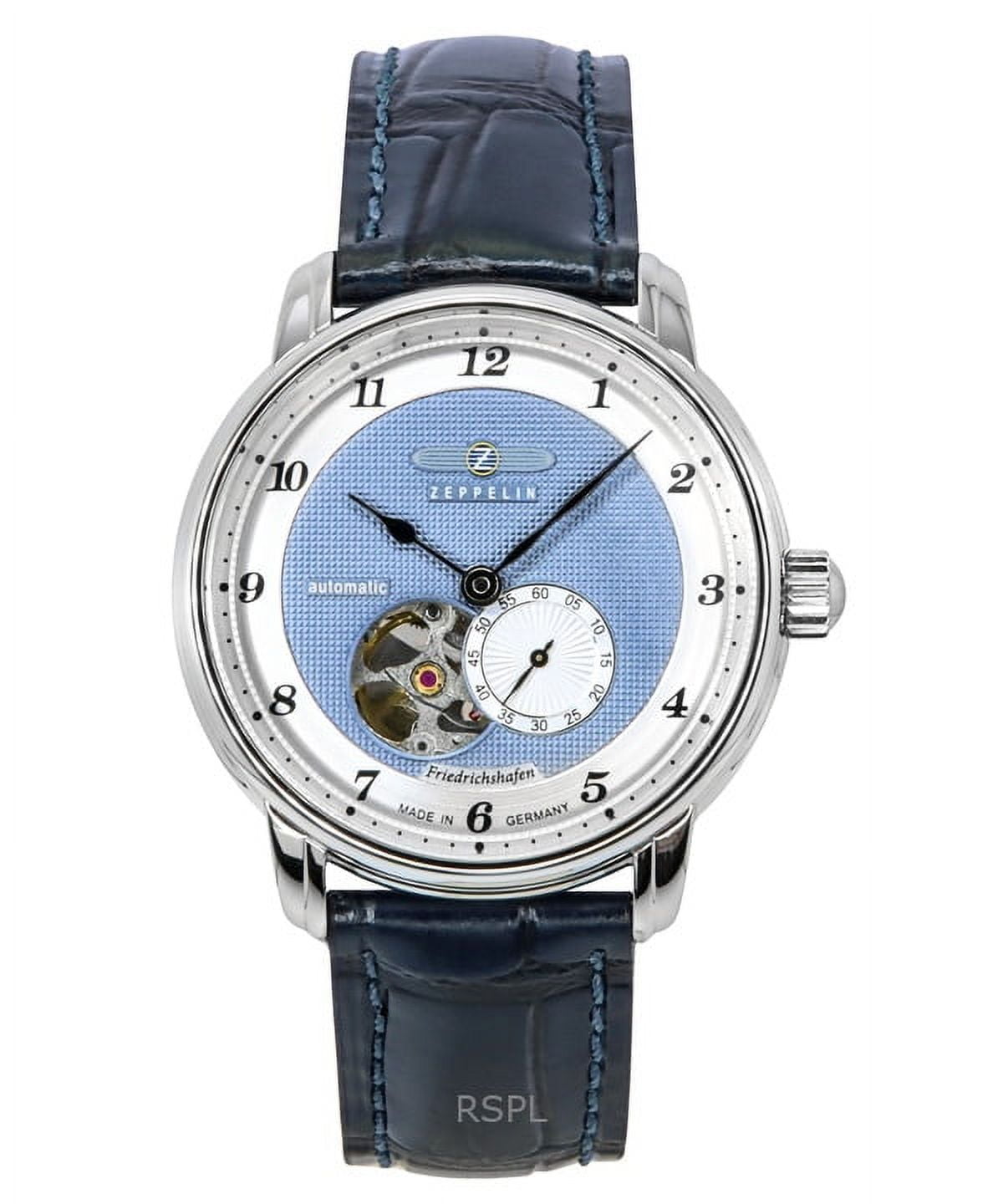 Zeppelin Friedrichshafen Leather Strap Blue Open Heart Dial Automatic ...